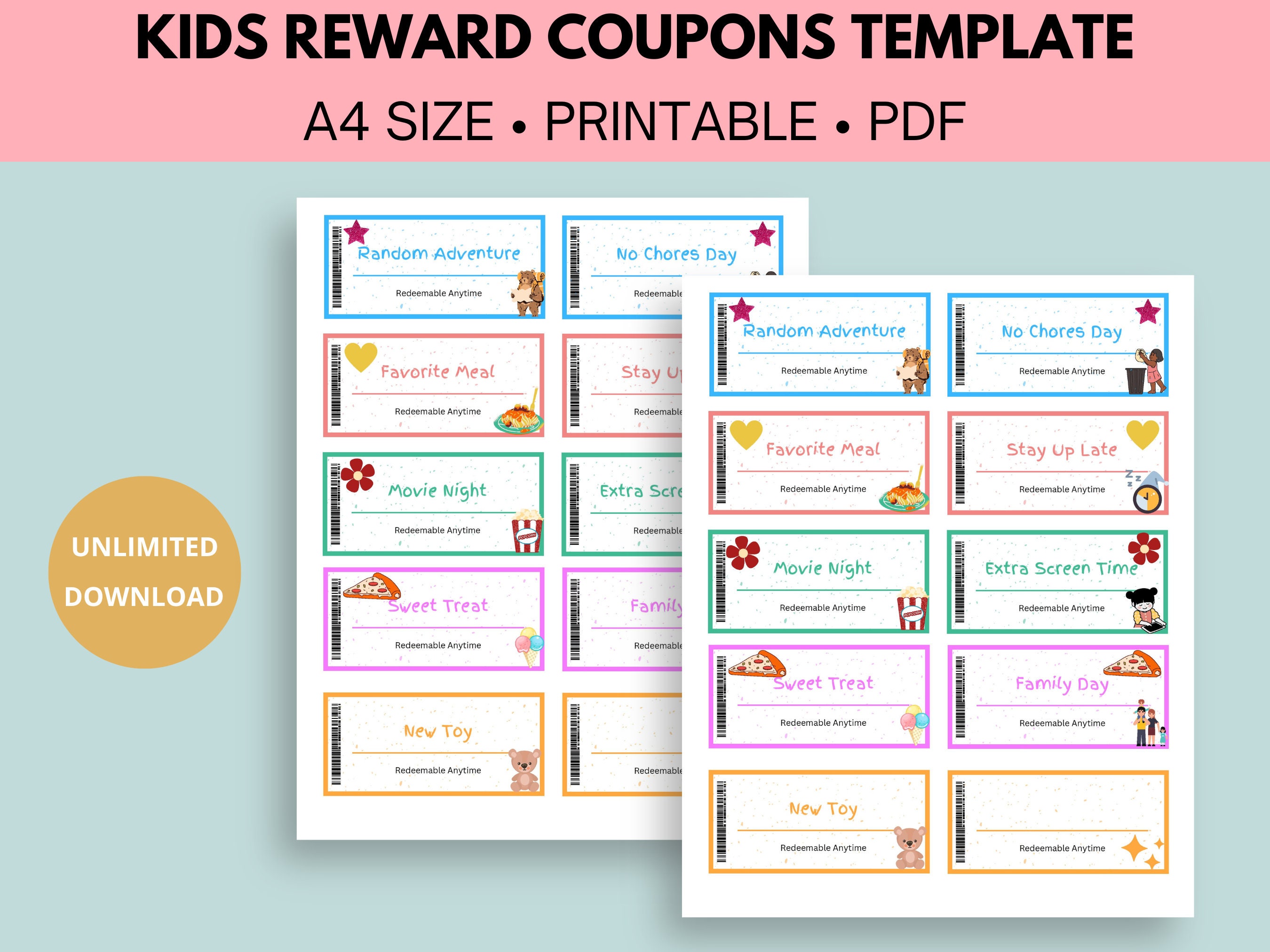 Kids Reward Coupon Printable | Reward Coupons | Birthday Coupons for ...