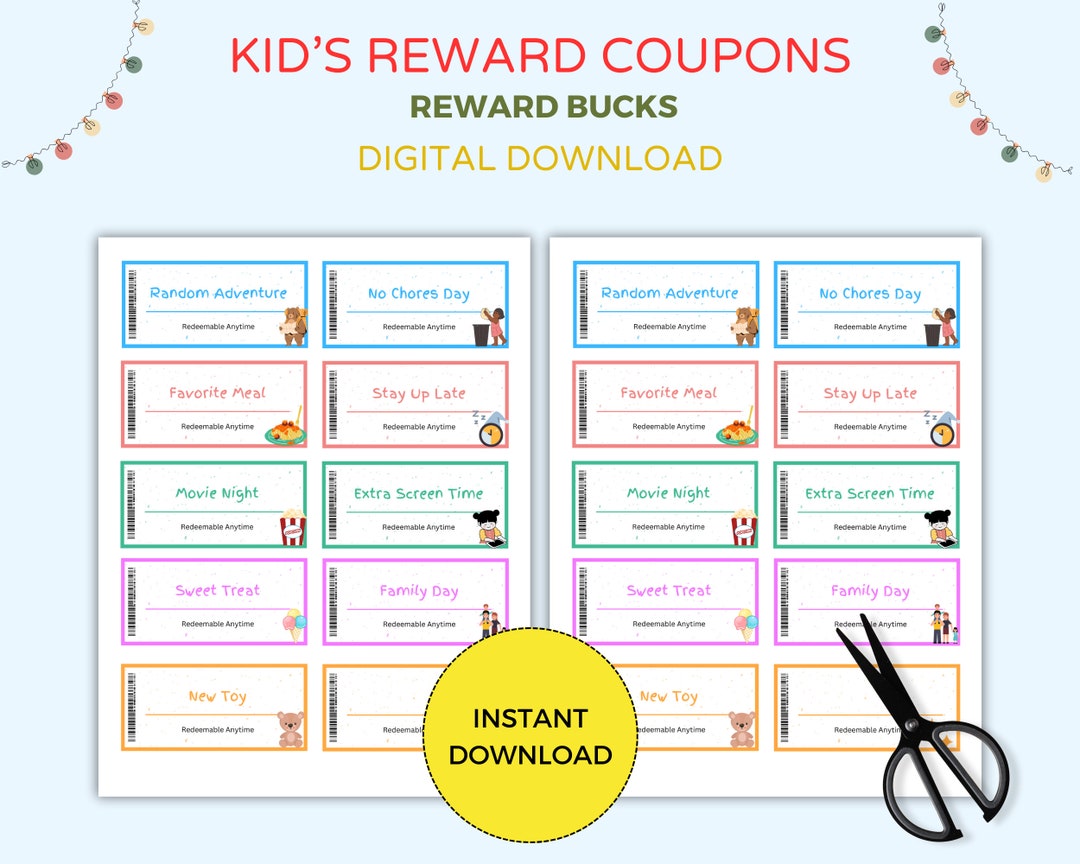 Kids Reward Coupon Printable | Reward Coupons | Birthday Coupons for ...
