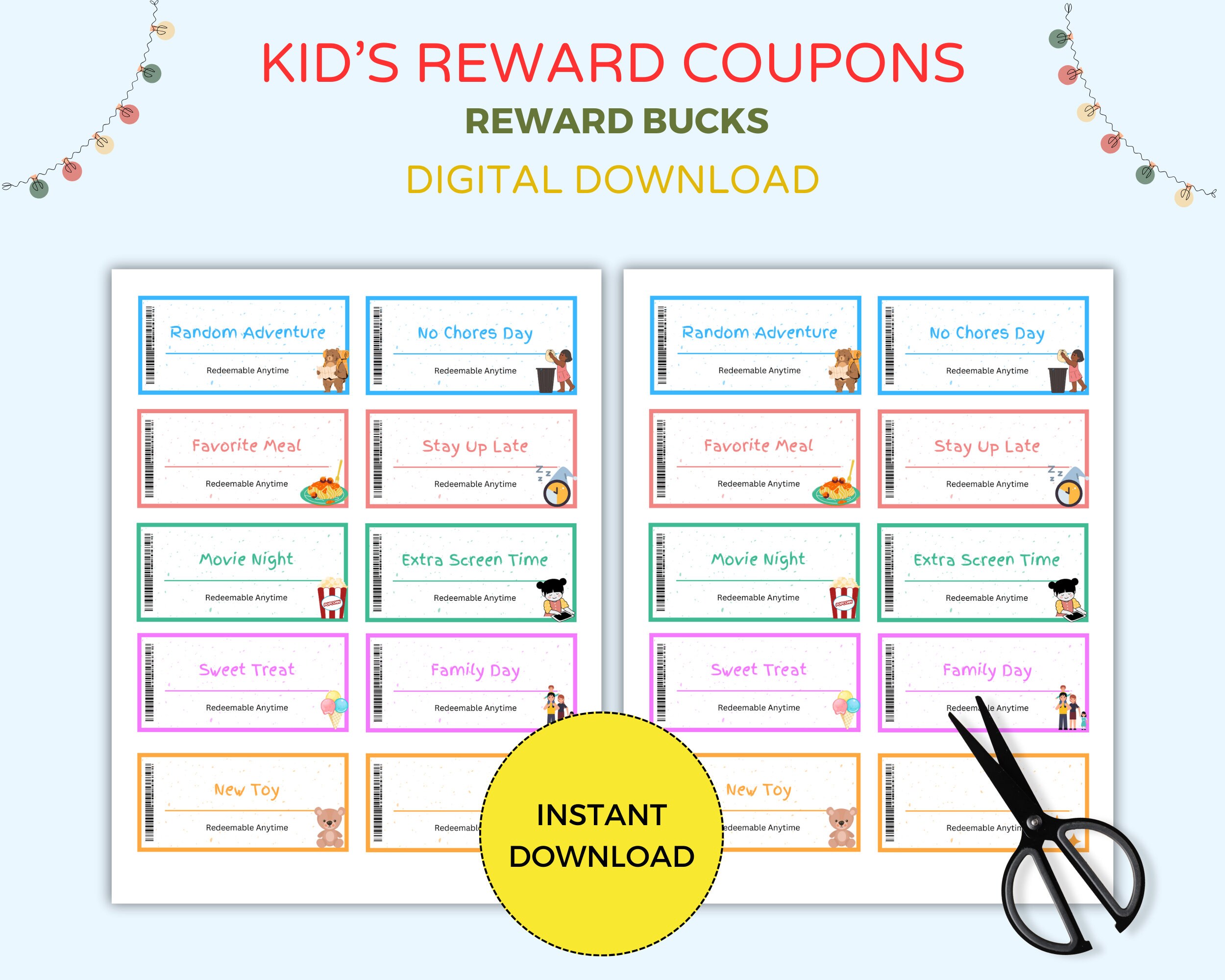 Kids Reward Coupon Printable | Reward Coupons | Birthday Coupons for ...