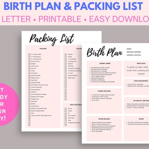 Birth Plan + Baby Packing List - Baby Planning | Birth Planning | Baby ...