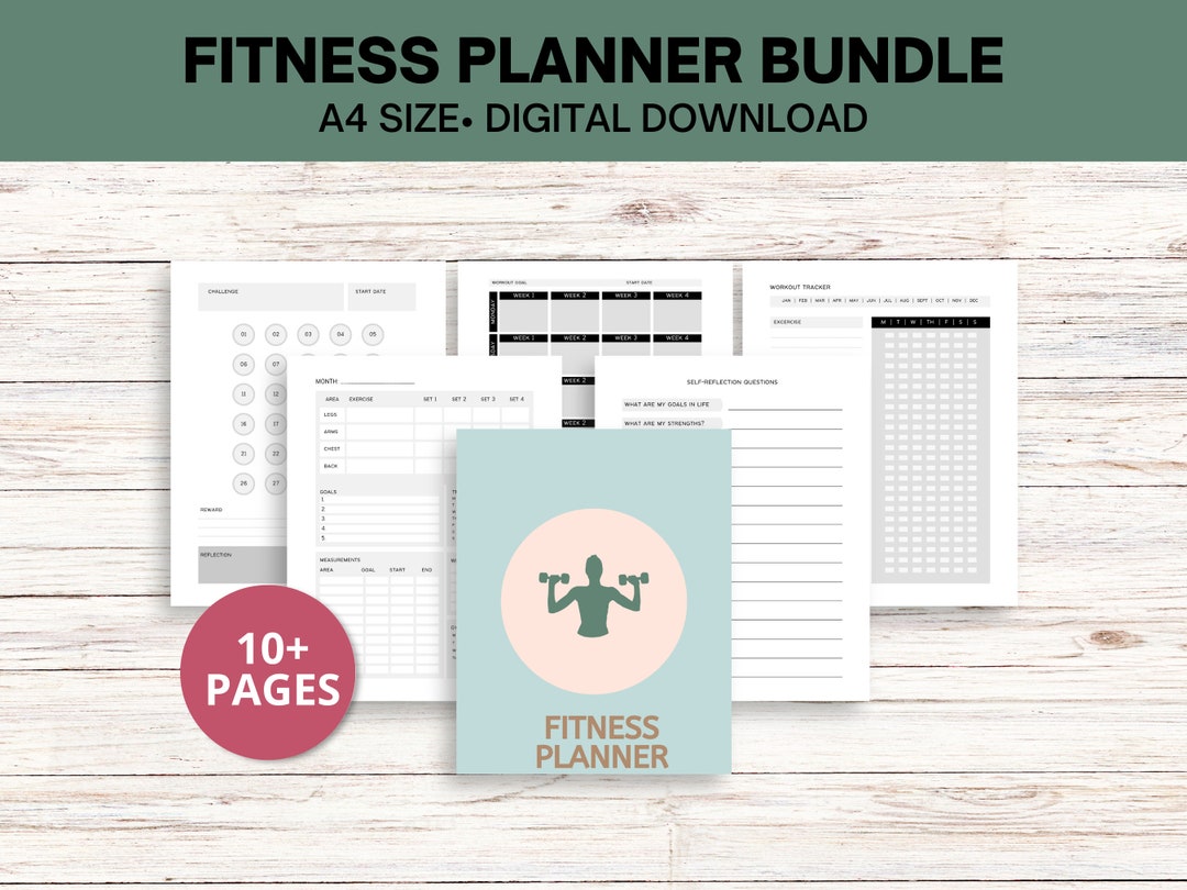 12 Pages Workout Planner Printable Fitness Planner 30 Day Challenge ...