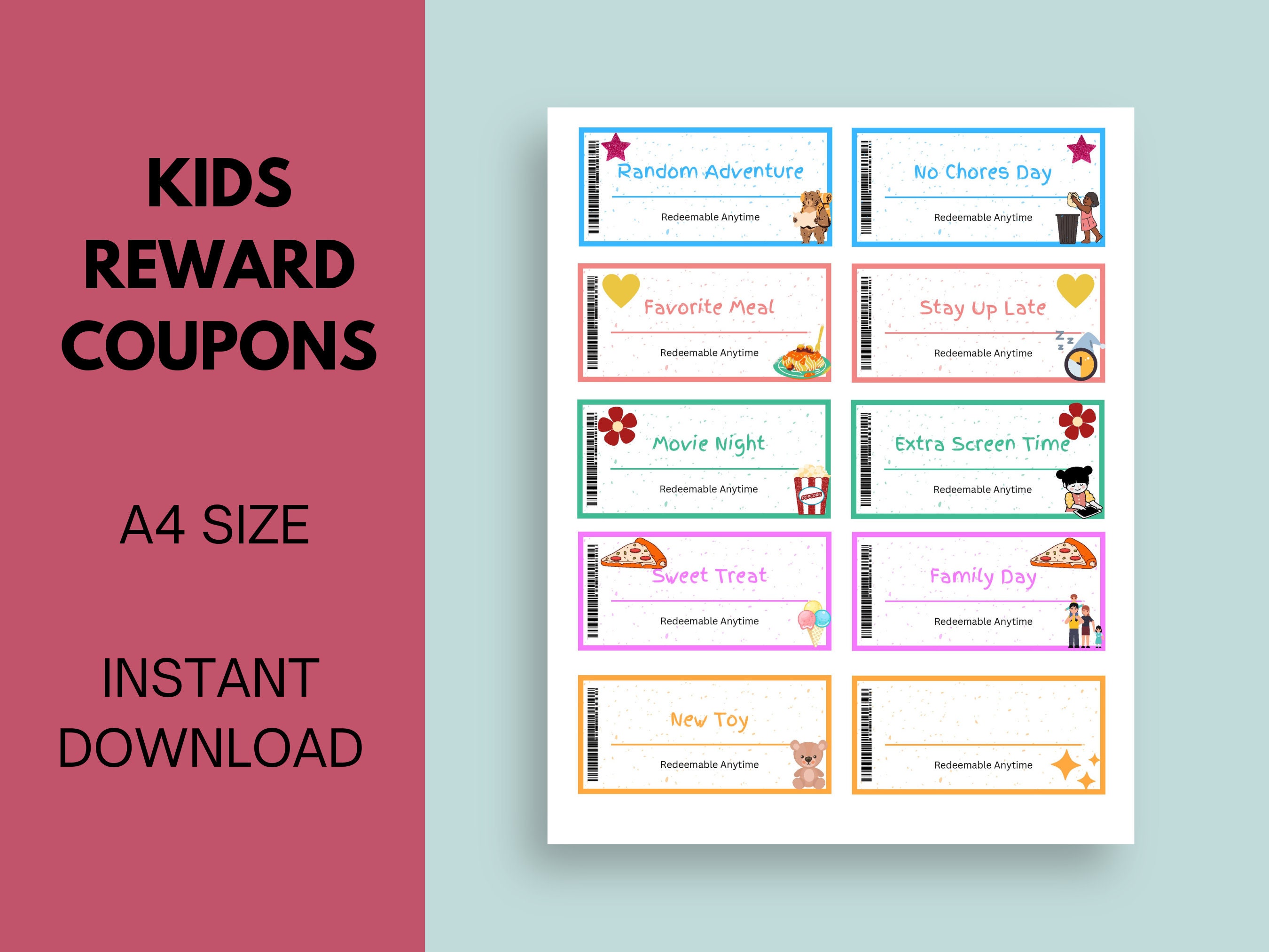 Kids Reward Coupon Printable | Reward Coupons | Birthday Coupons for ...