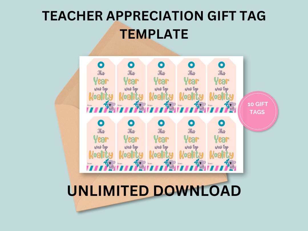 Printable Teacher Appreciation Gift Tags Teacher Thank You - Etsy