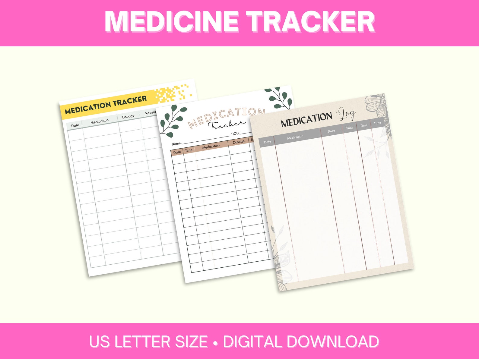 Medication Tracker Printable | Monthly Medication Tracker | Medicine ...