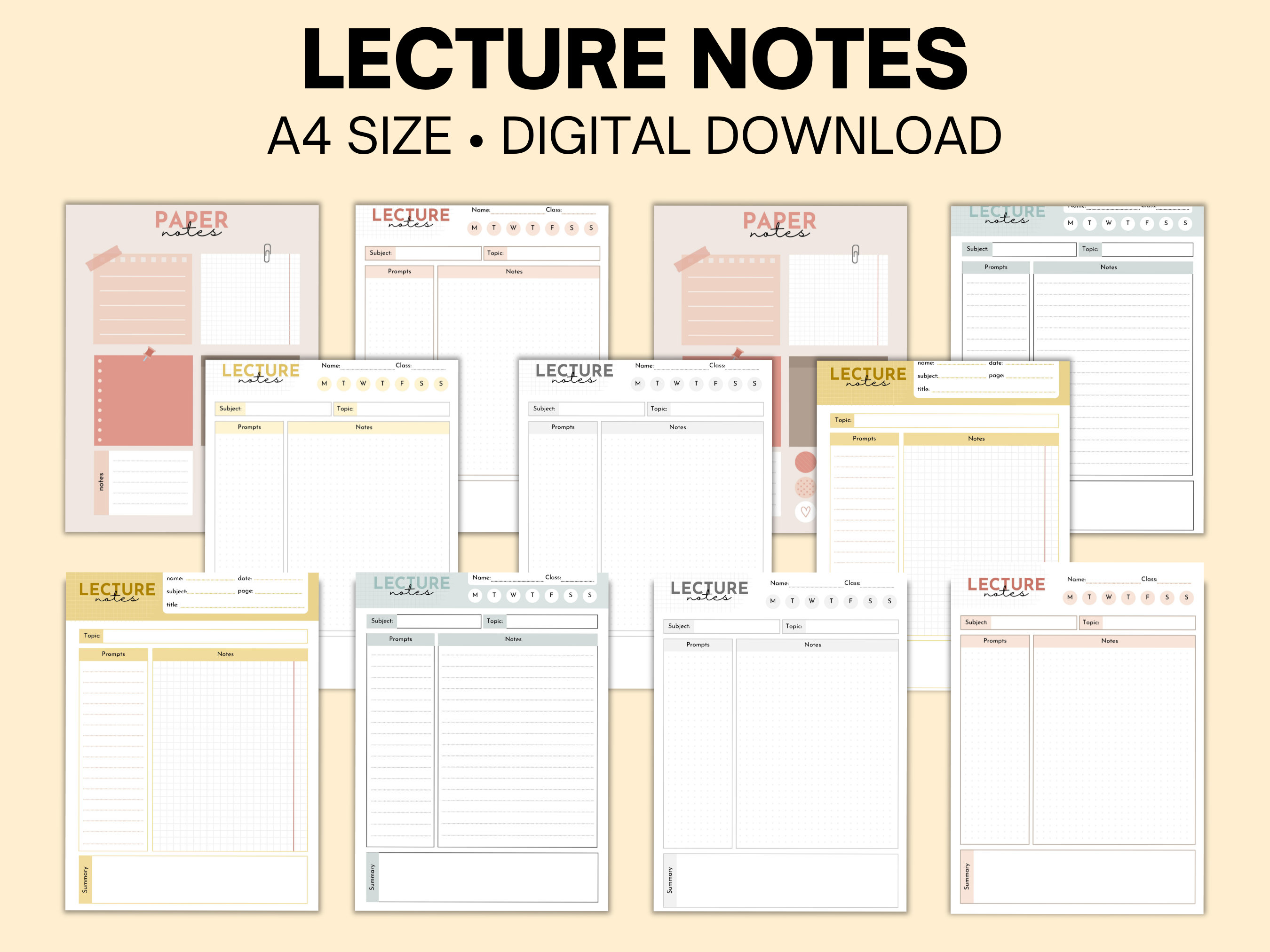 Students Lecture Notes| Printable Notes Page | Notes Template | Note ...