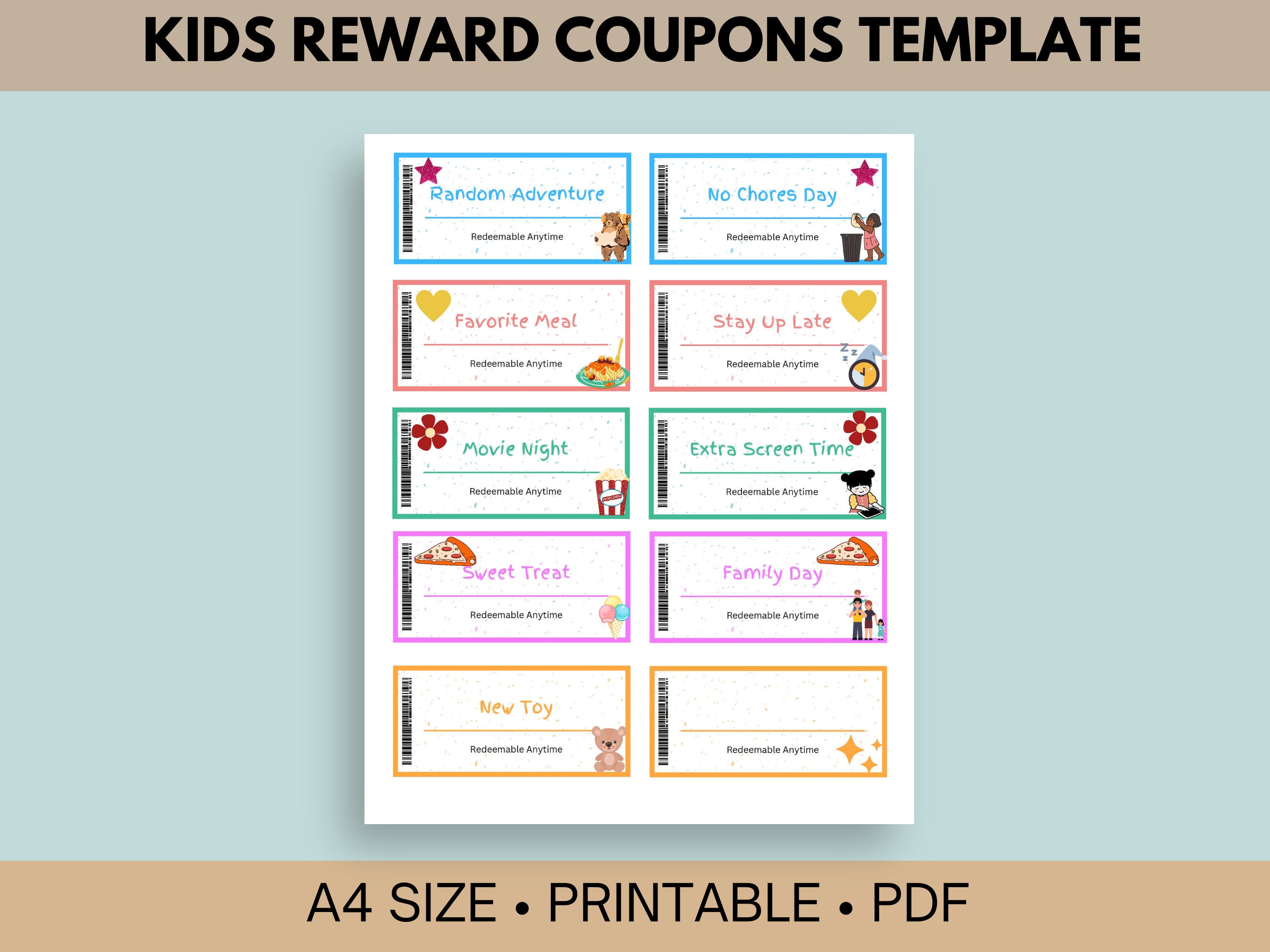 Kids Reward Coupon Printable Reward Coupons Birthday Coupons for Kids ...