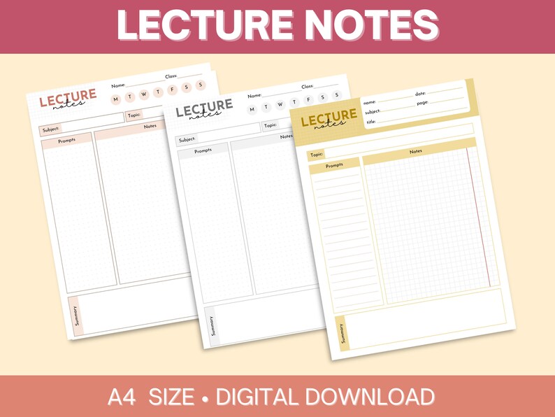 Students Lecture Notes| Printable Notes Page | Notes Template | Note ...
