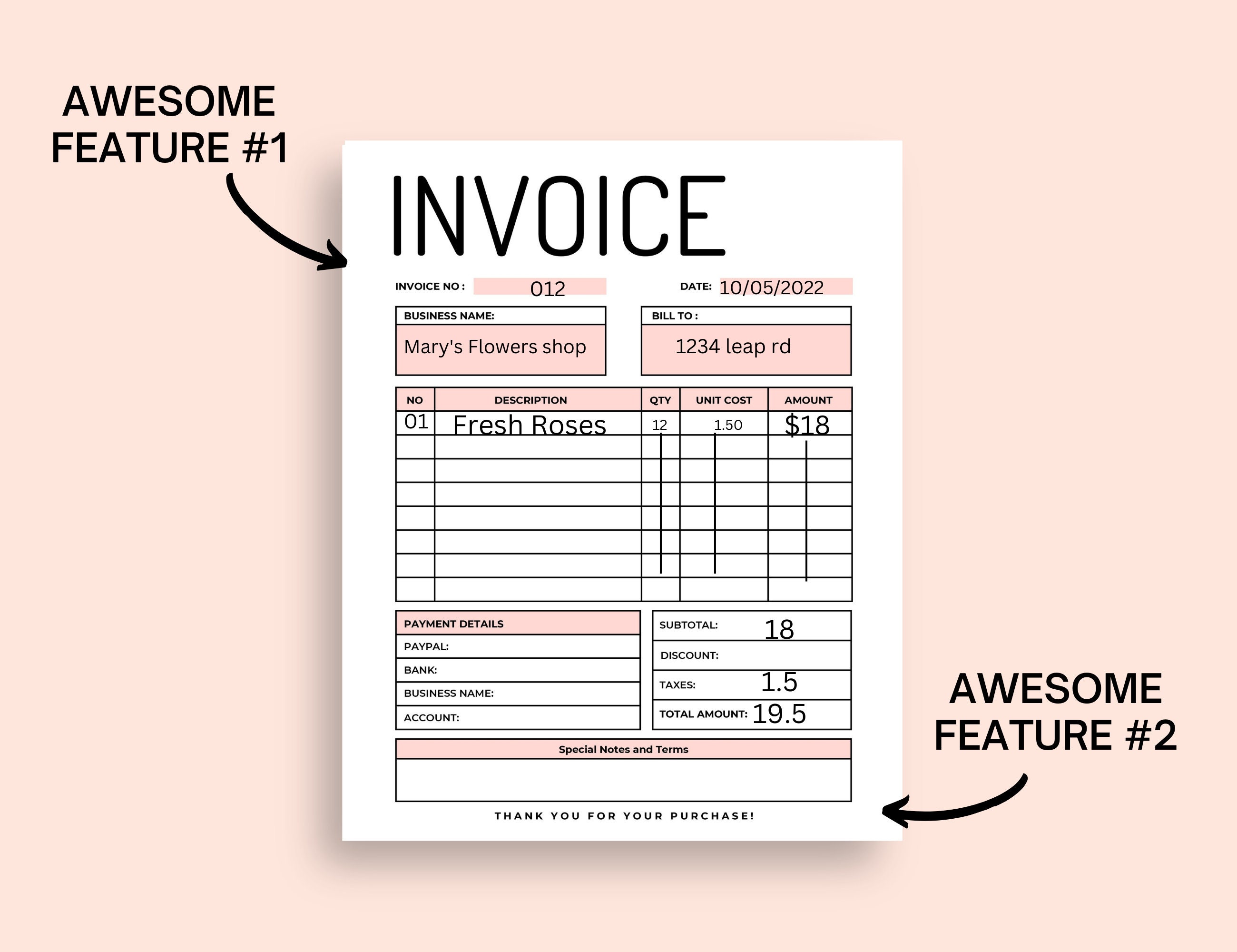 INVOICE TEMPLATE PRINTABLE Invoice for Small Businesses Business ...