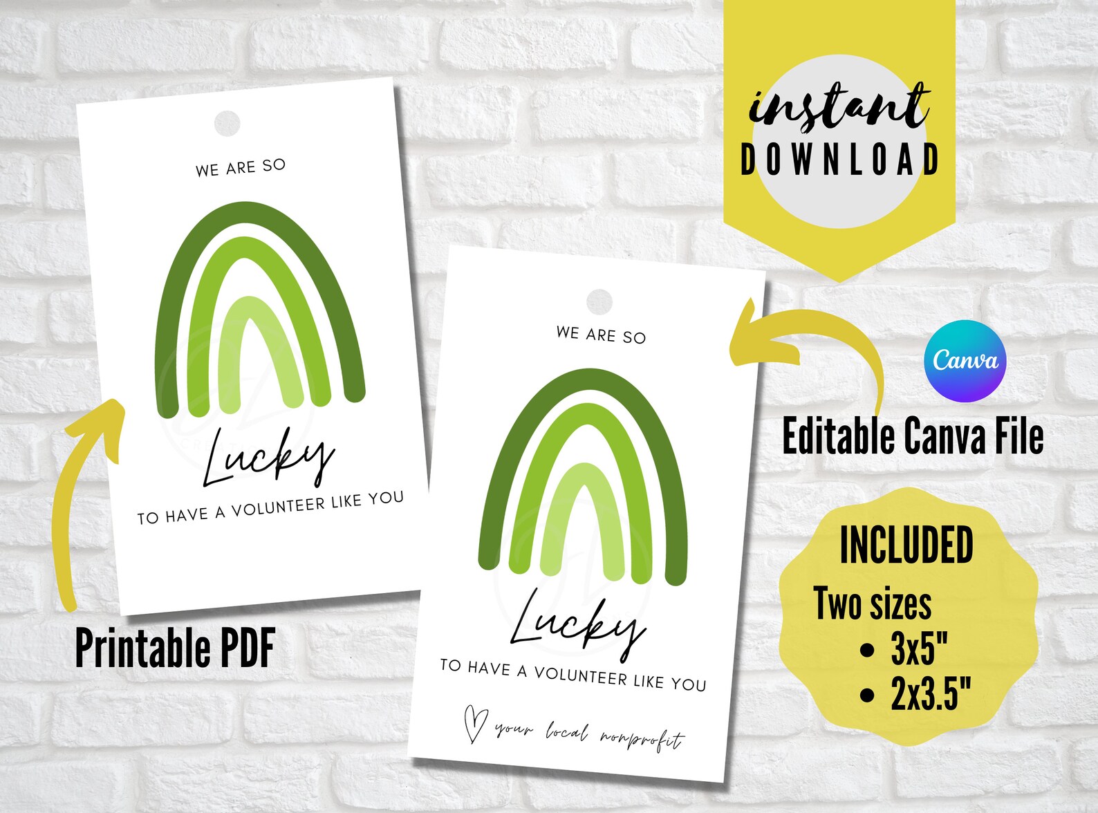 Appreciation Gift Tag, Lucky to Have Volunteer Like You, Thank You Gift ...