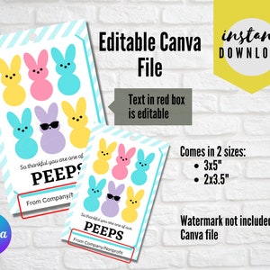 Appreciation Gift Tag, Thankful You Are One of Our PEEPS, Thank You ...