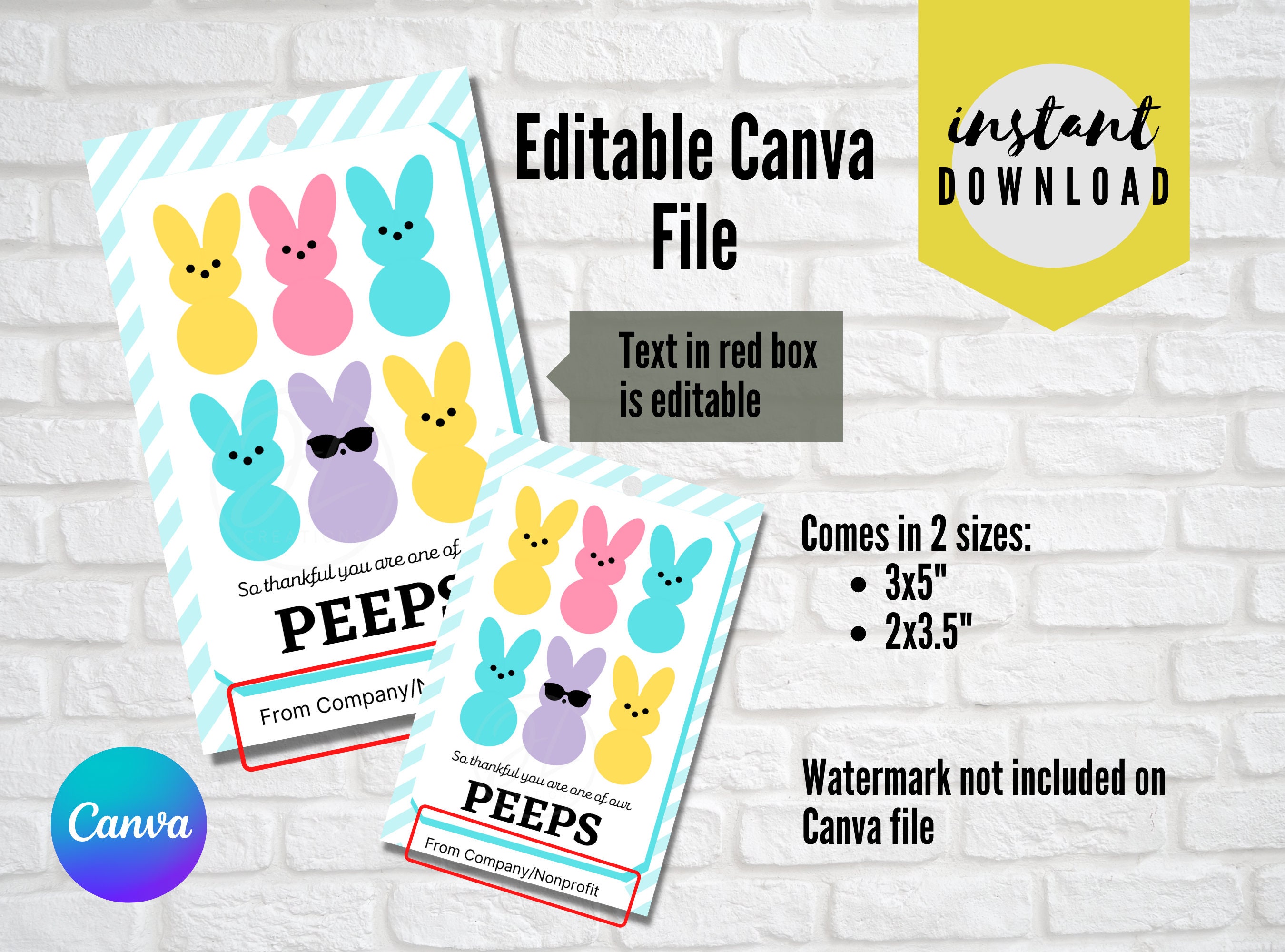 Appreciation Gift Tag, Thankful You Are One of Our PEEPS, Thank You ...