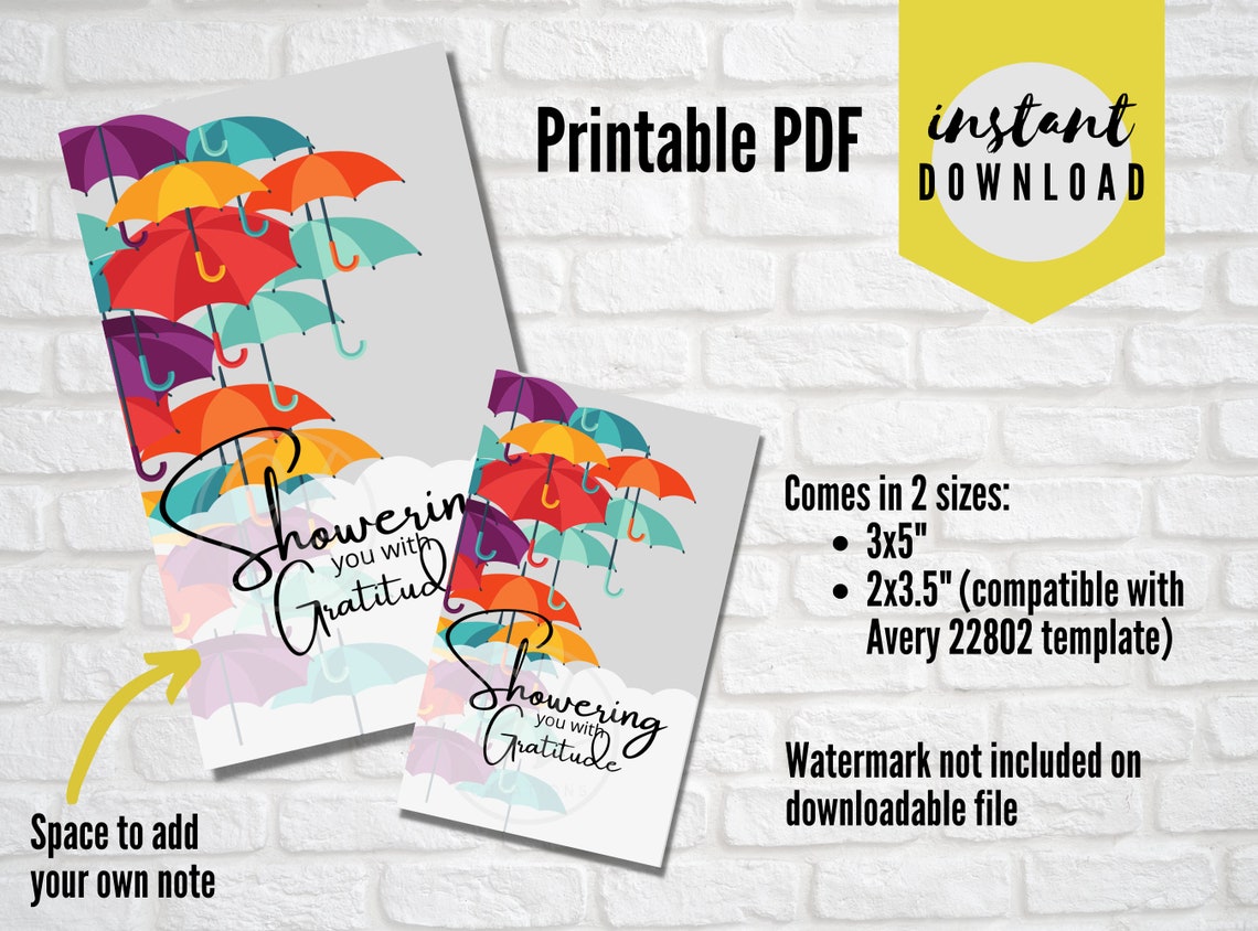 Appreciation Gift Tag, Showering You With Gratitude, Thank You Gift Tag ...
