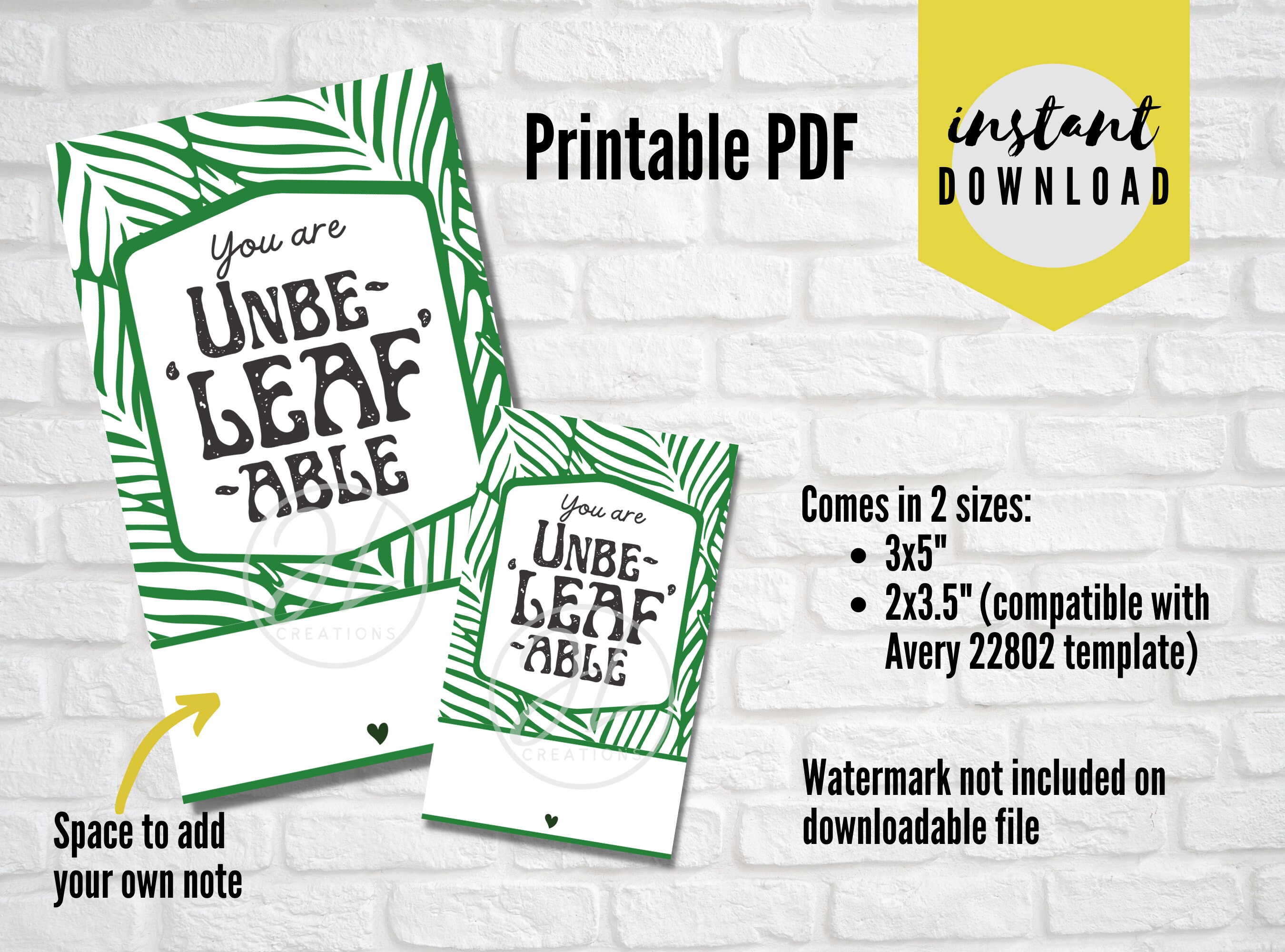 Appreciation Gift Tag, Unbeleafable, Thank You Gift Tag, Volunteer ...