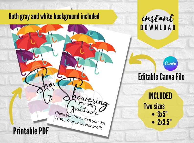 Appreciation Gift Tag, Showering You With Gratitude, Thank You Gift Tag ...