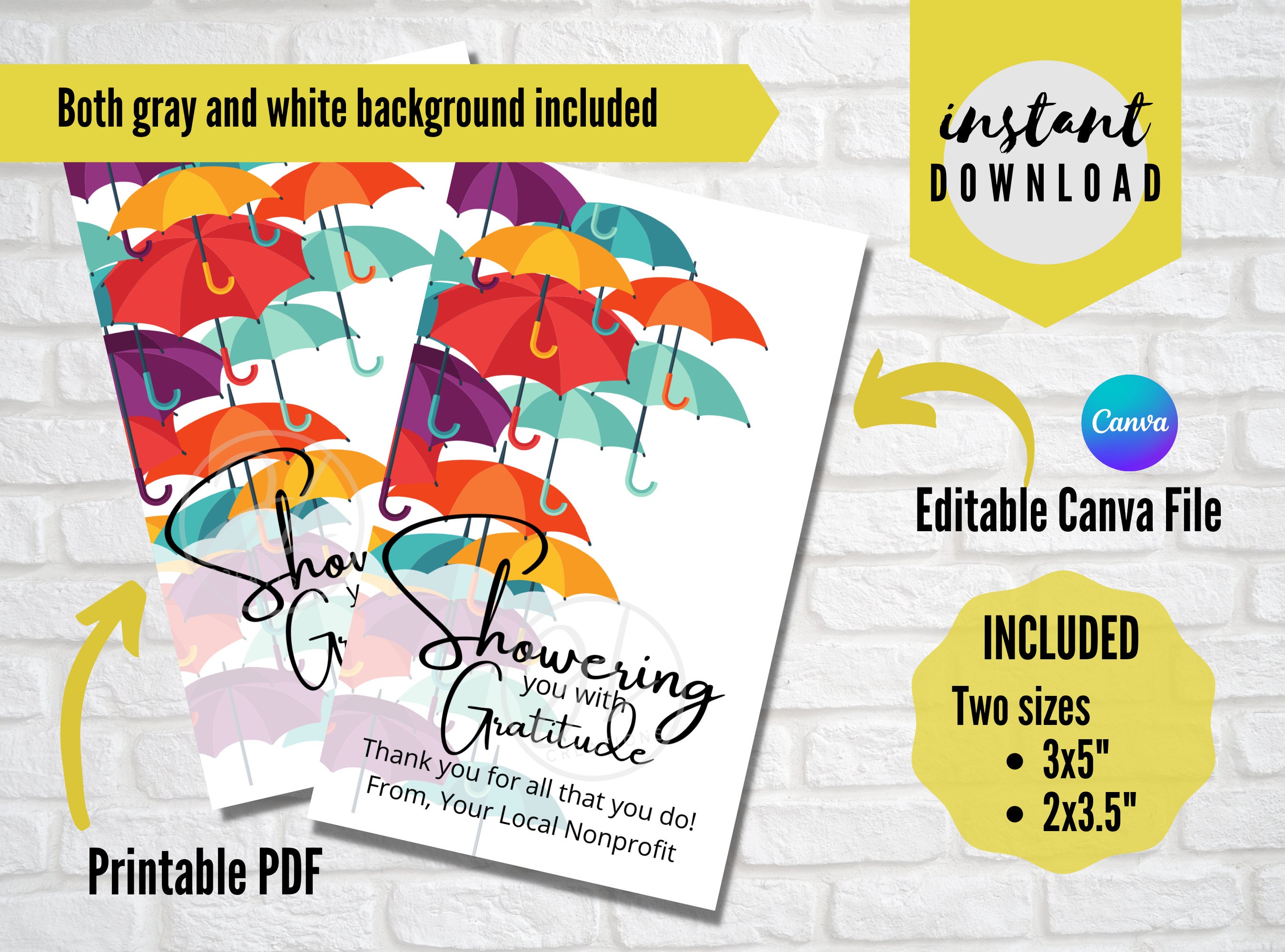 Appreciation Gift Tag, Showering You With Gratitude, Thank You Gift Tag ...