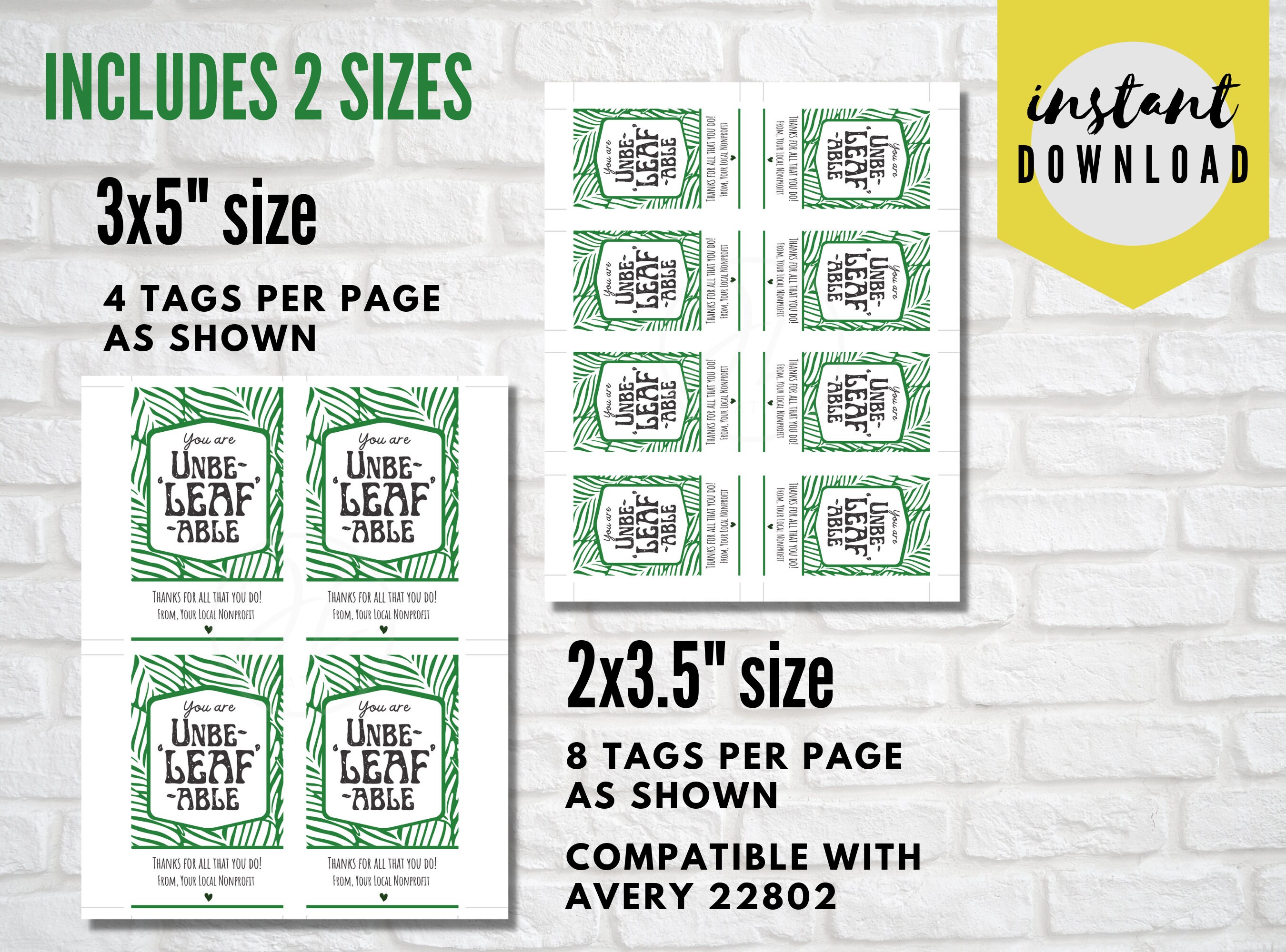 Appreciation Gift Tag, Unbeleafable, Thank You Gift Tag, Volunteer ...