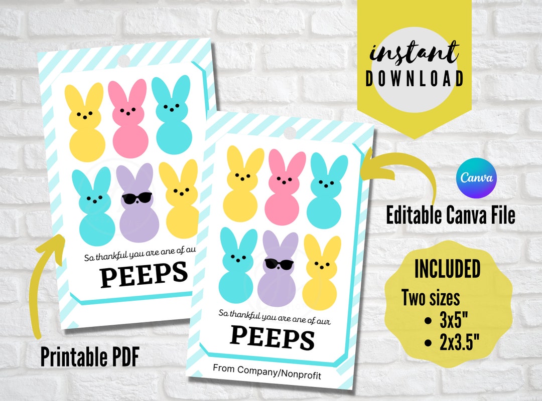 Appreciation Gift Tag, Thankful You Are One of Our PEEPS, Thank You ...