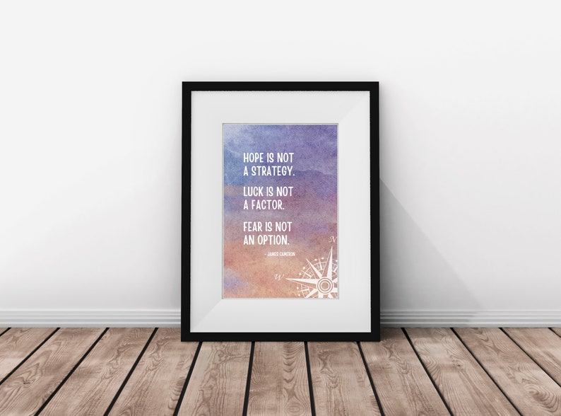 Printable Wall Art "hope is Not a Strategy. Luck is Not a Factor. Fear ...