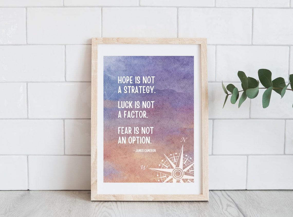 Printable Wall Art "hope is Not a Strategy. Luck is Not a Factor. Fear ...
