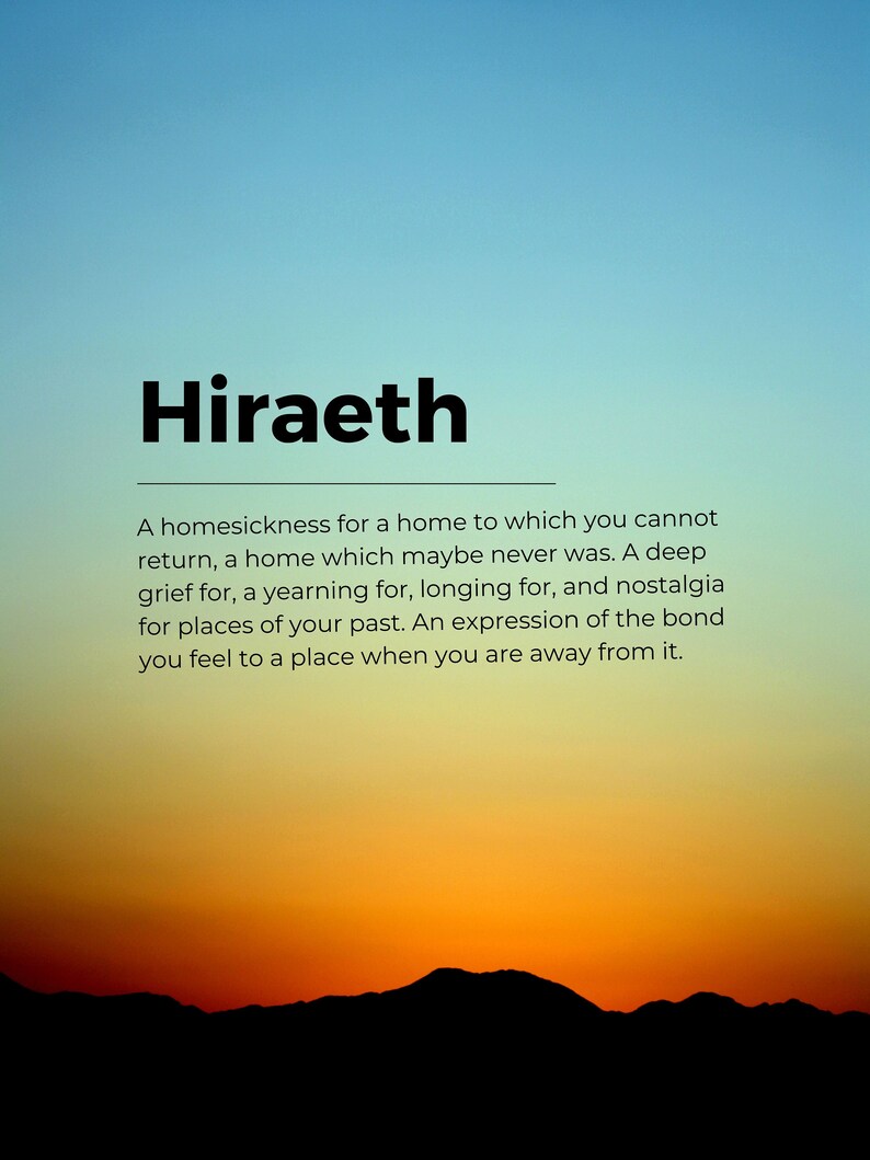 Hiraeth Definition | Welsh Words | Bedroom Wall Art | Bedroom Prints ...