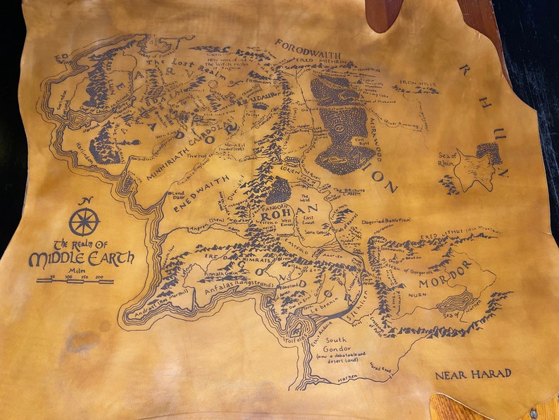 Middle Earth Map (real Leather) - Etsy