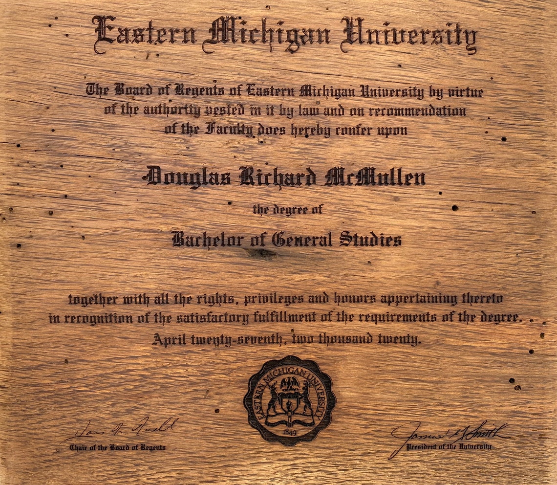 Custom Laser Engraved Wooden Degree, Certificate, Diploma, Walnut - Etsy