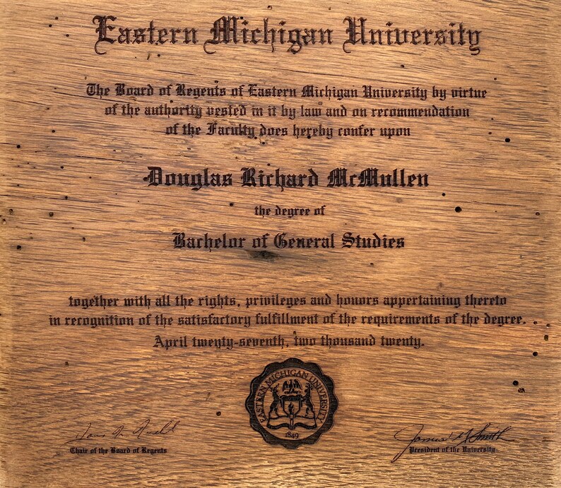 Custom Laser Engraved Wooden Degree, Certificate, Diploma, Walnut - Etsy