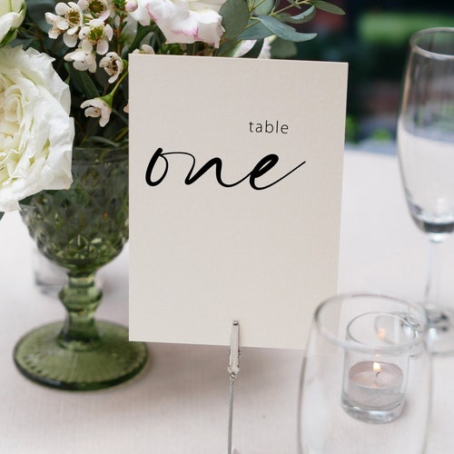 Horizontal Retro Minimalist Wedding Table Numbers Template - Etsy