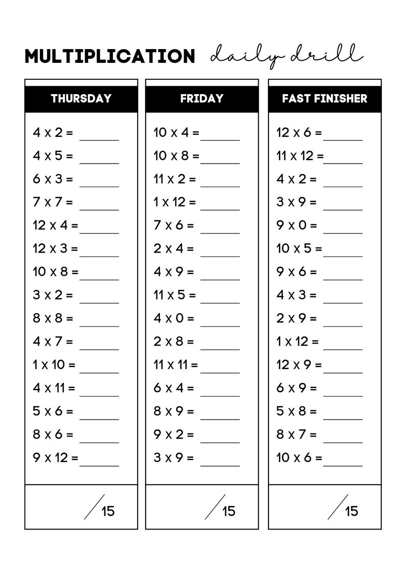 Multiplication Practice - Etsy