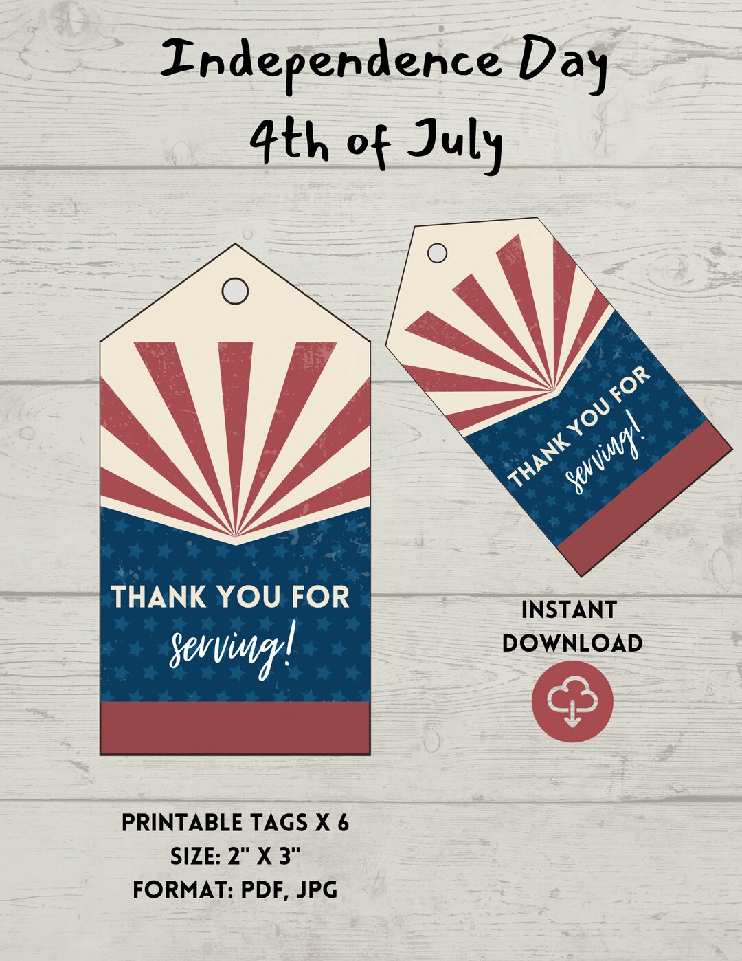 Printable 4th of July Gift Tag, Memorial Day Gift Tag, Independence Day ...
