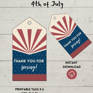 Printable 4th of July Gift Tag, Memorial Day Gift Tag, Independence Day ...