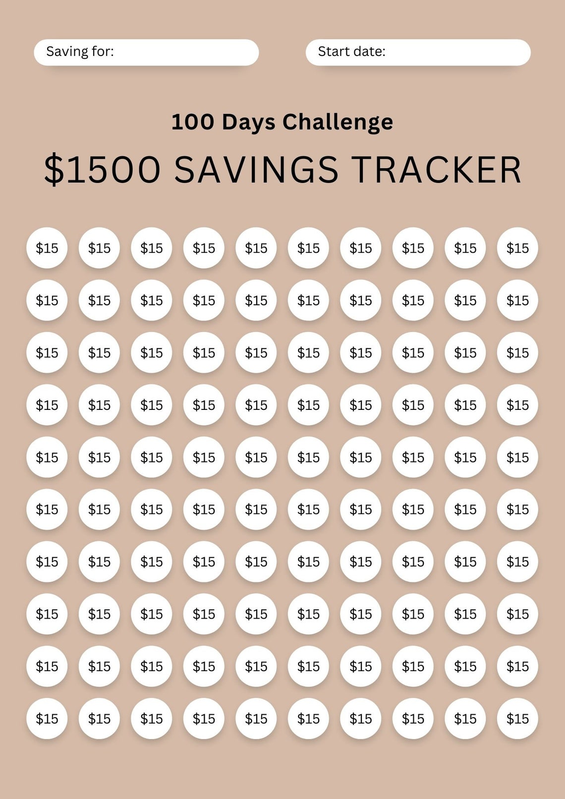 100 Day Challenge Tracker Template Printable/ Digital Download/ iPad - Etsy