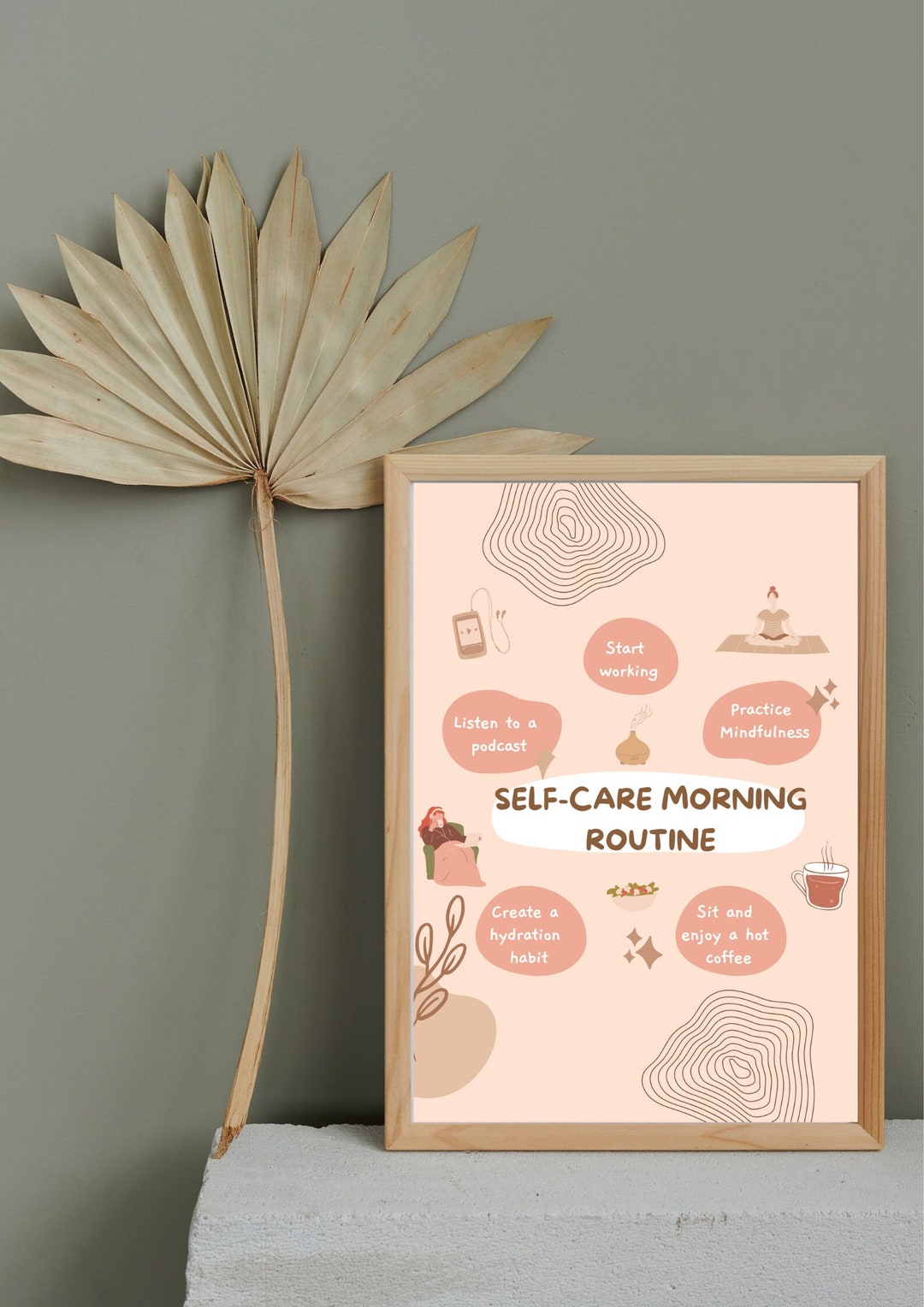 Self Care Morning Routine Poster Template,self Care Routine Template ...