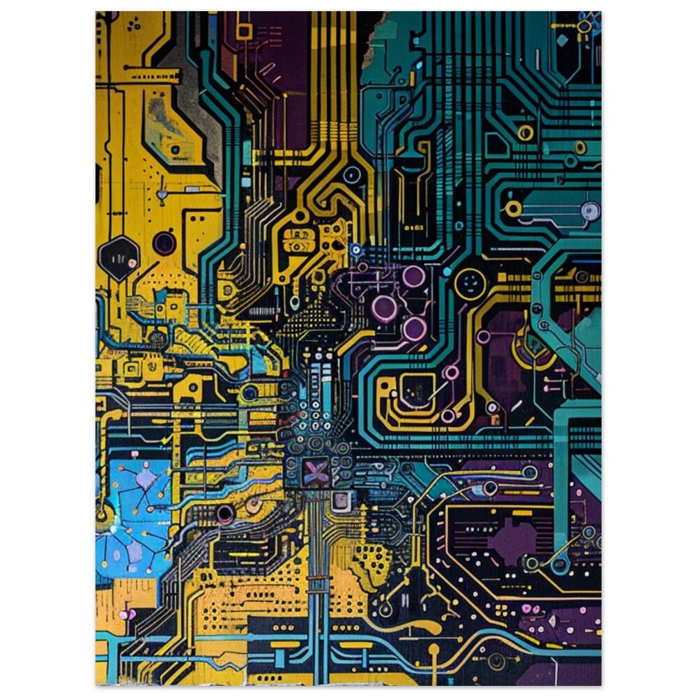 Circuit Wall Art for Game Room, Office//cyberpunk//abstract//wall Mural ...