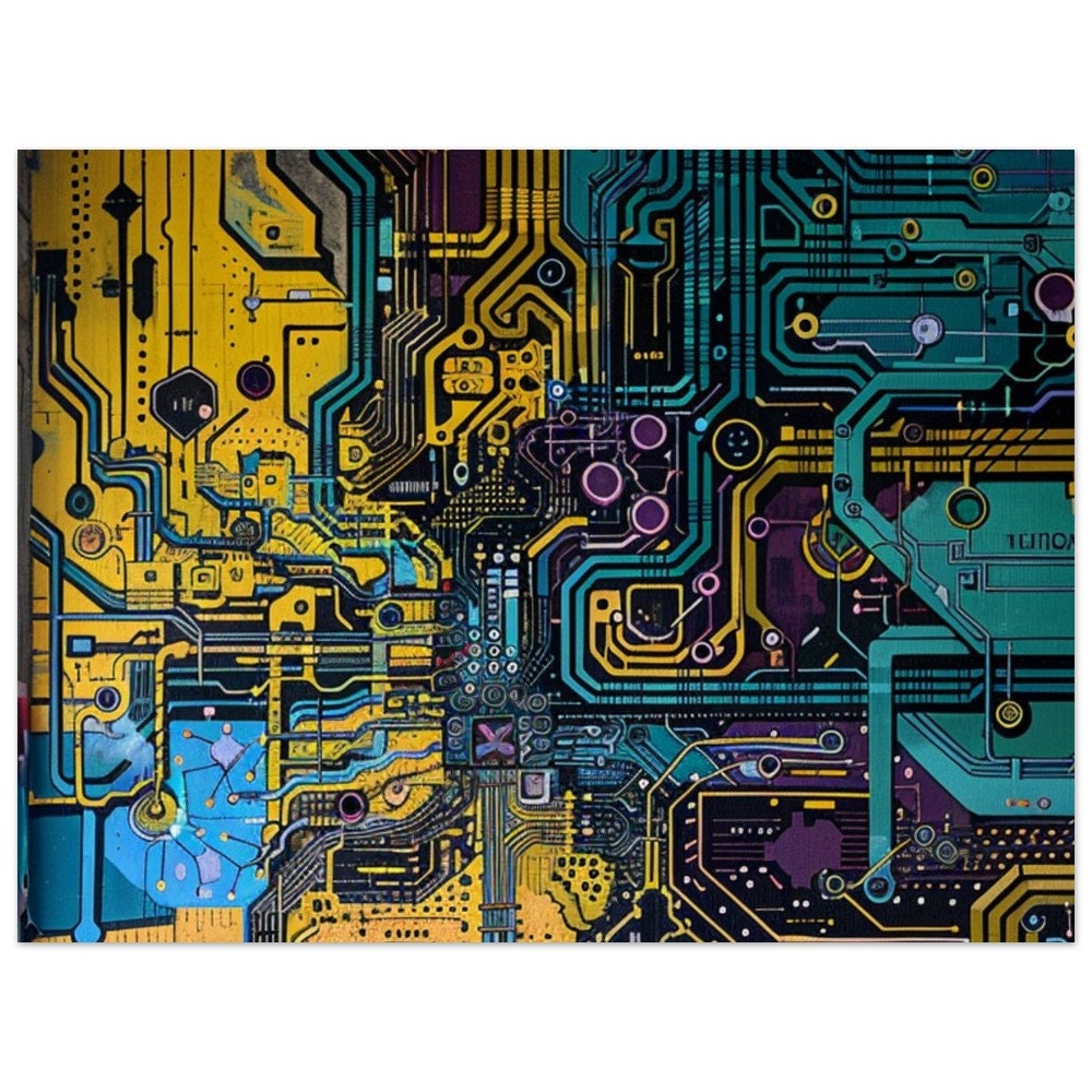 Circuit Wall Art for Game Room, Office//cyberpunk//abstract//wall Mural ...