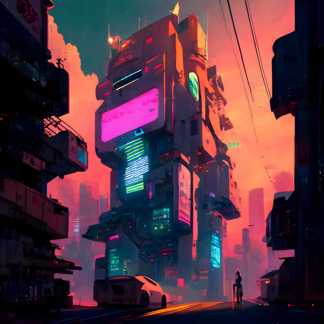 Cyberpunk City Digital Art File Futuristic Art Printable - Etsy