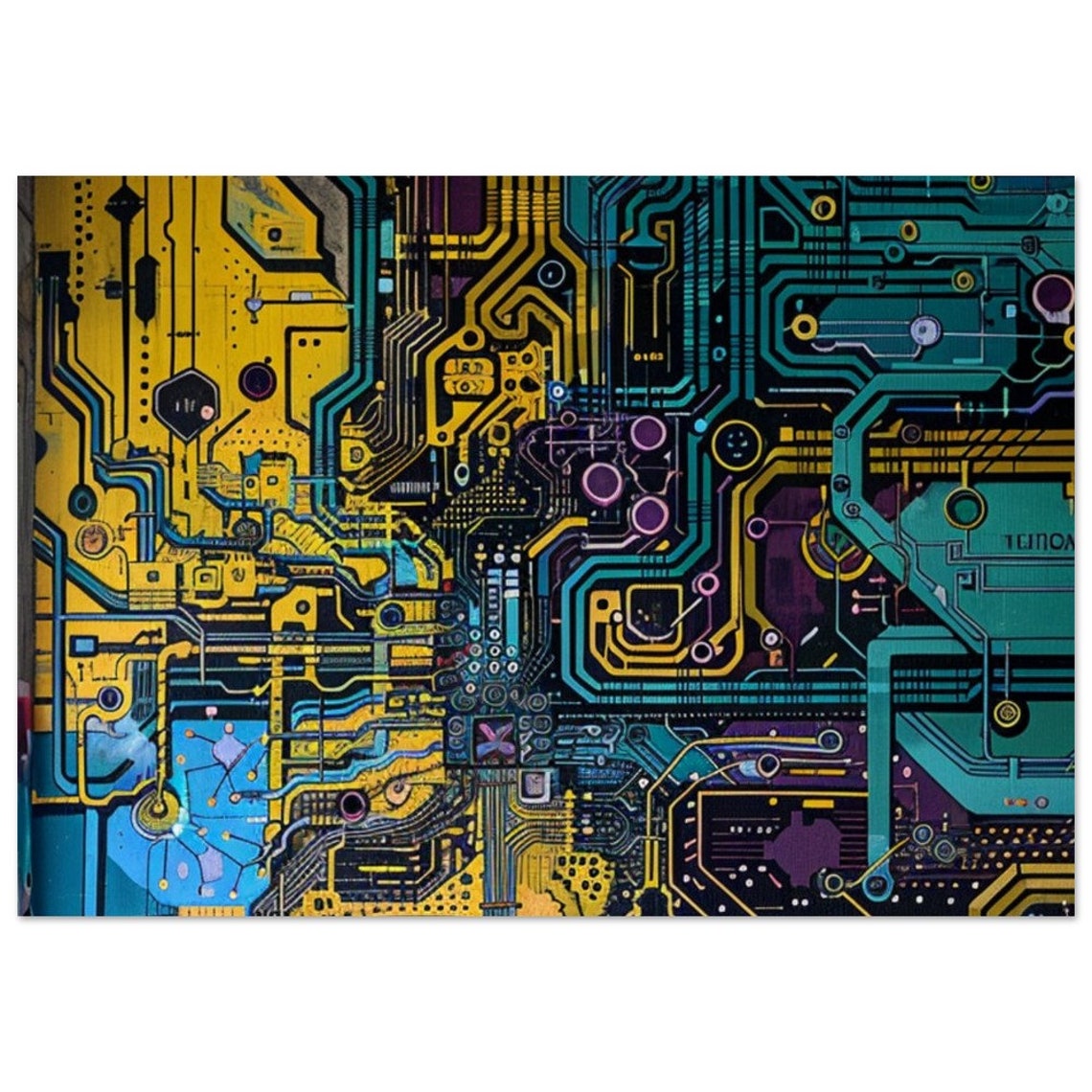 Circuit Wall Art for Game Room, Office//cyberpunk//abstract//wall Mural ...