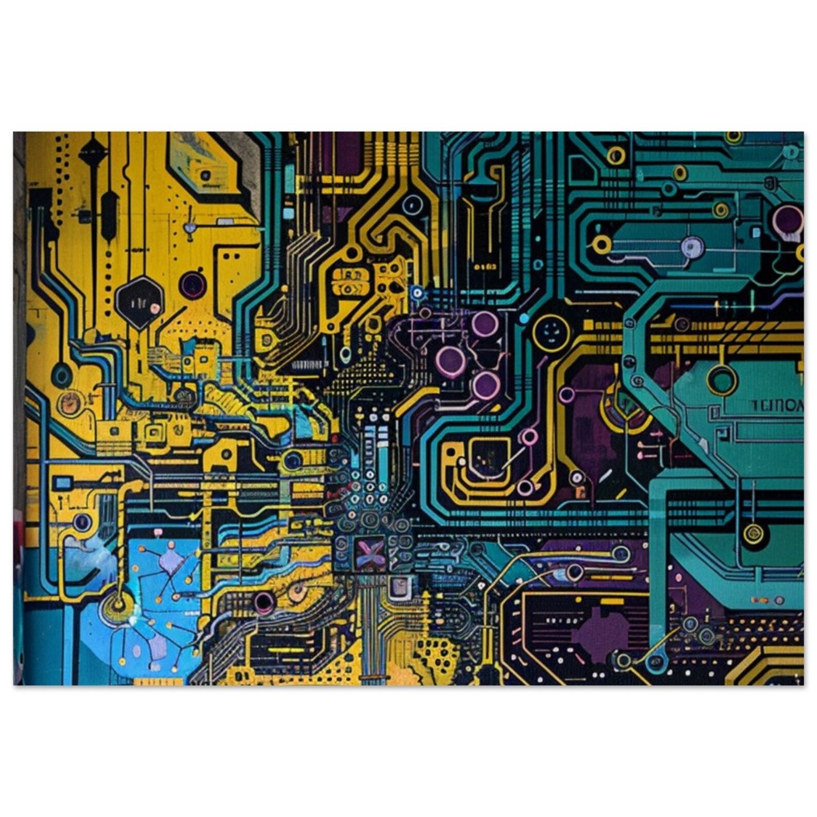 Circuit Wall Art for Game Room, Office//cyberpunk//abstract//wall Mural ...