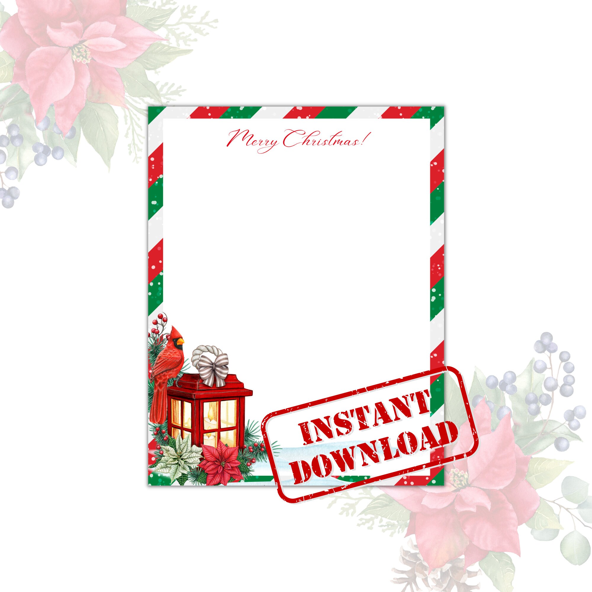 Christmas Printable Stationery, Writing Paper, Stationery, Journal ...