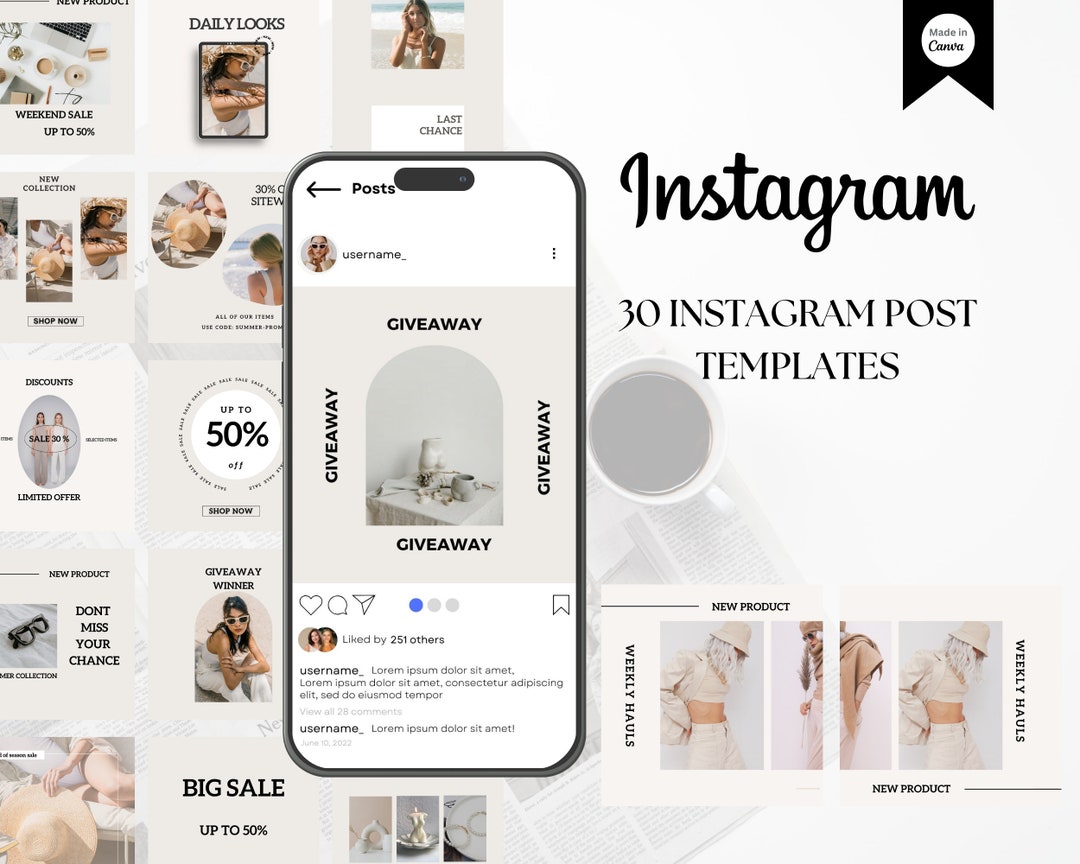 30 Instagram Post Templates, Social Media Templates, Instagram ...