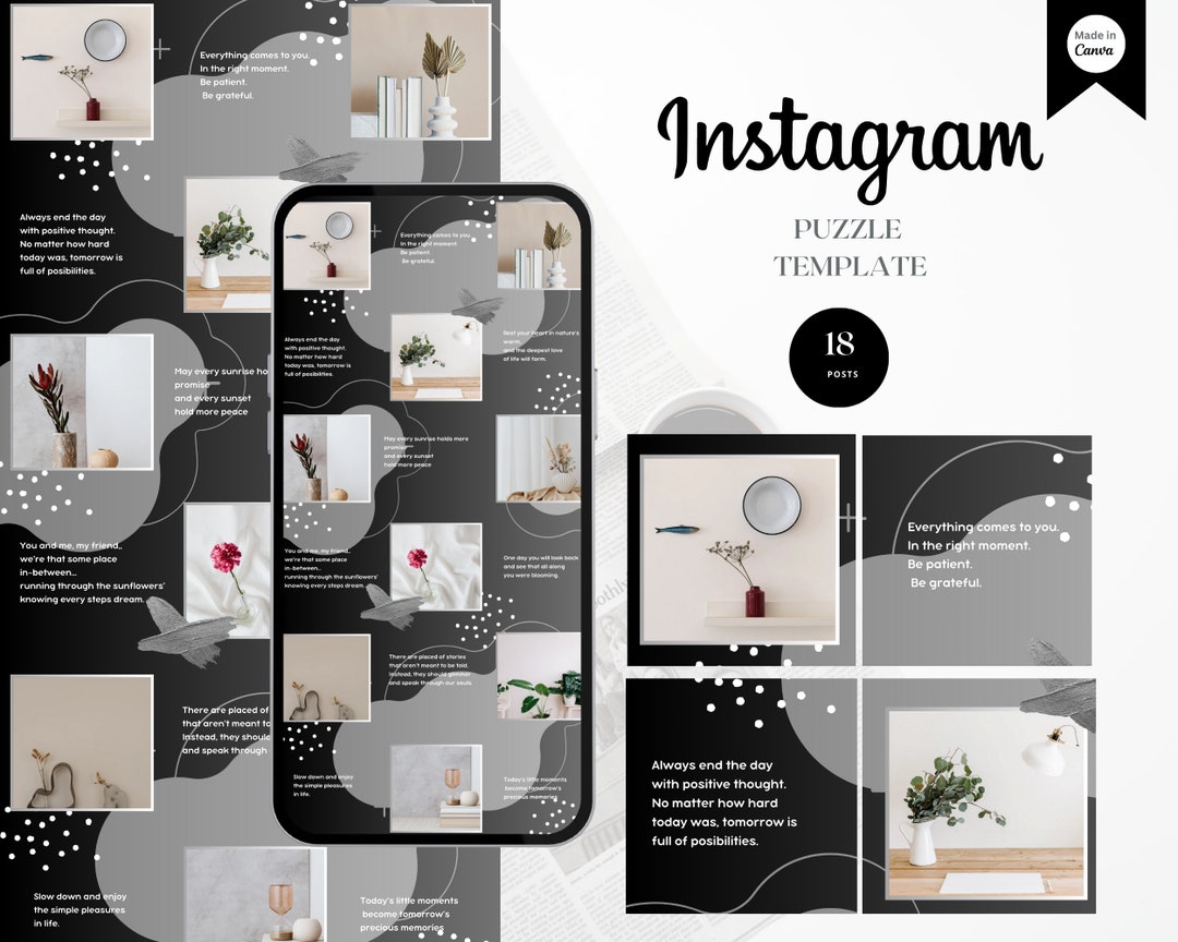 Instagram Puzzle Feed, Gradient Black and White Feed, Instagram Grid ...