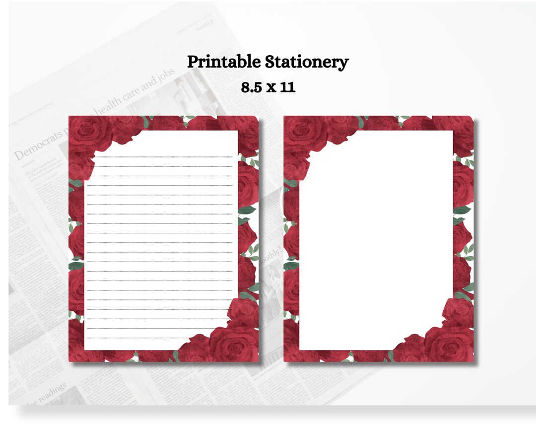 Floral Stationery, Printable Stationery, Floral Stationery Set, Writing ...