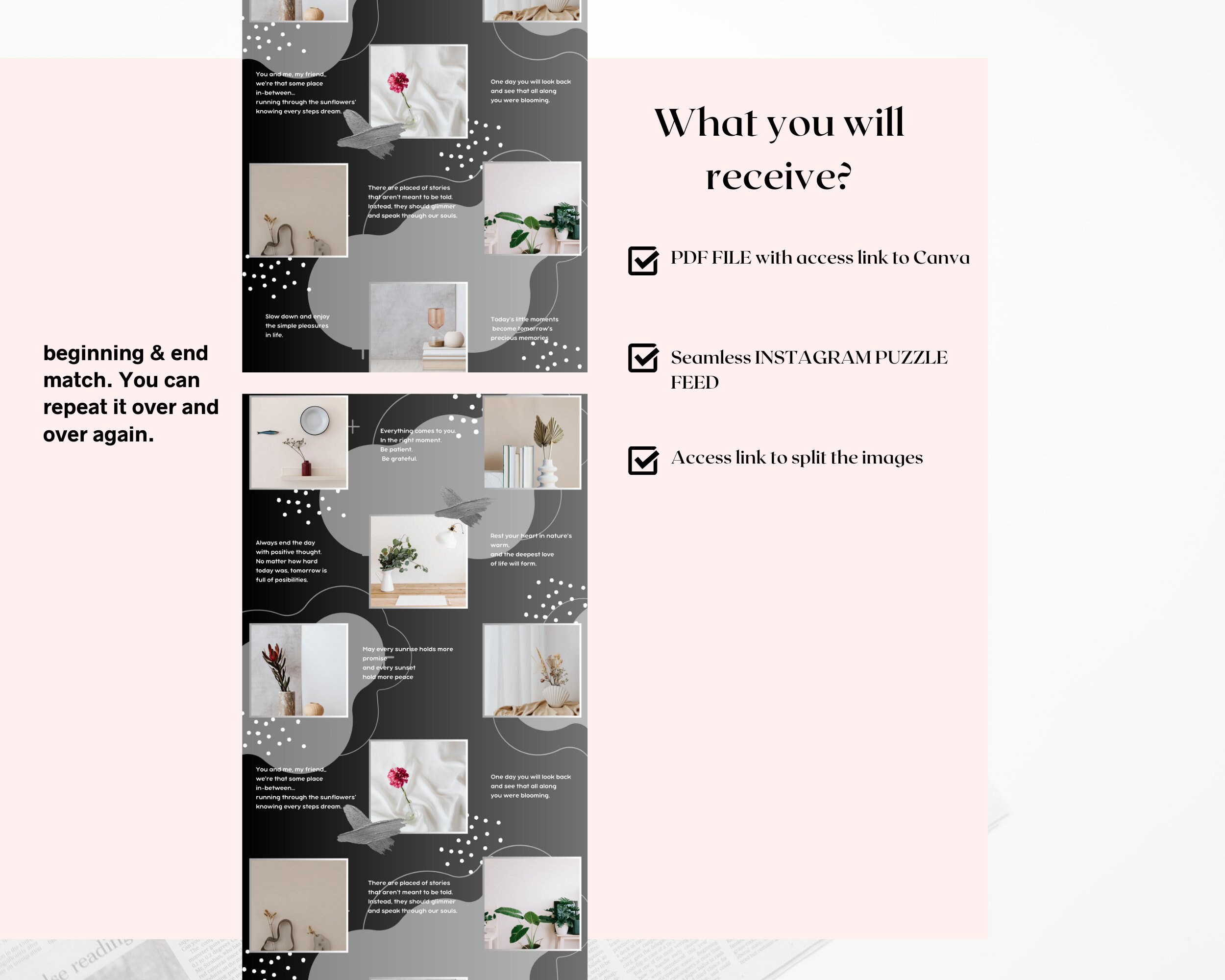 Instagram Puzzle Feed, Gradient Black and White Feed, Instagram Grid ...