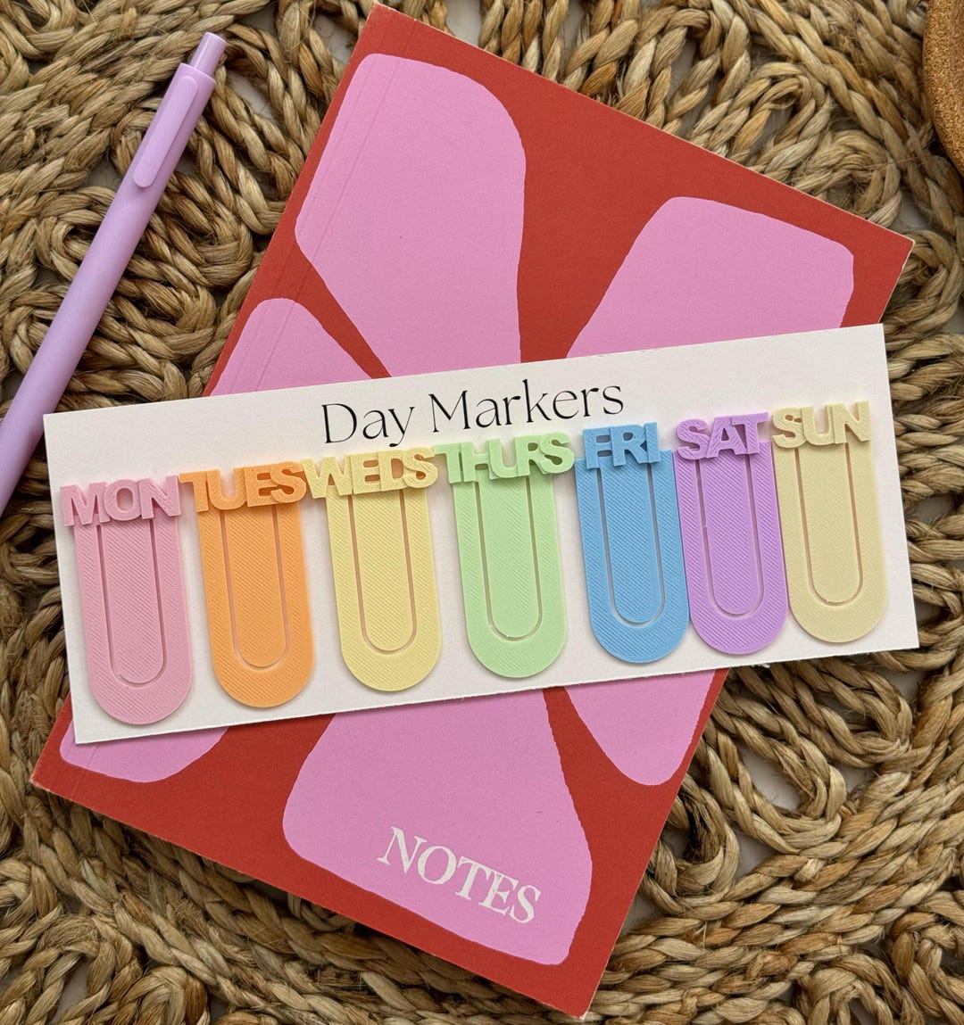 Pastel Day Markers, Page Markers, Index Tabs, Bookmarks, Meal Prep - Etsy