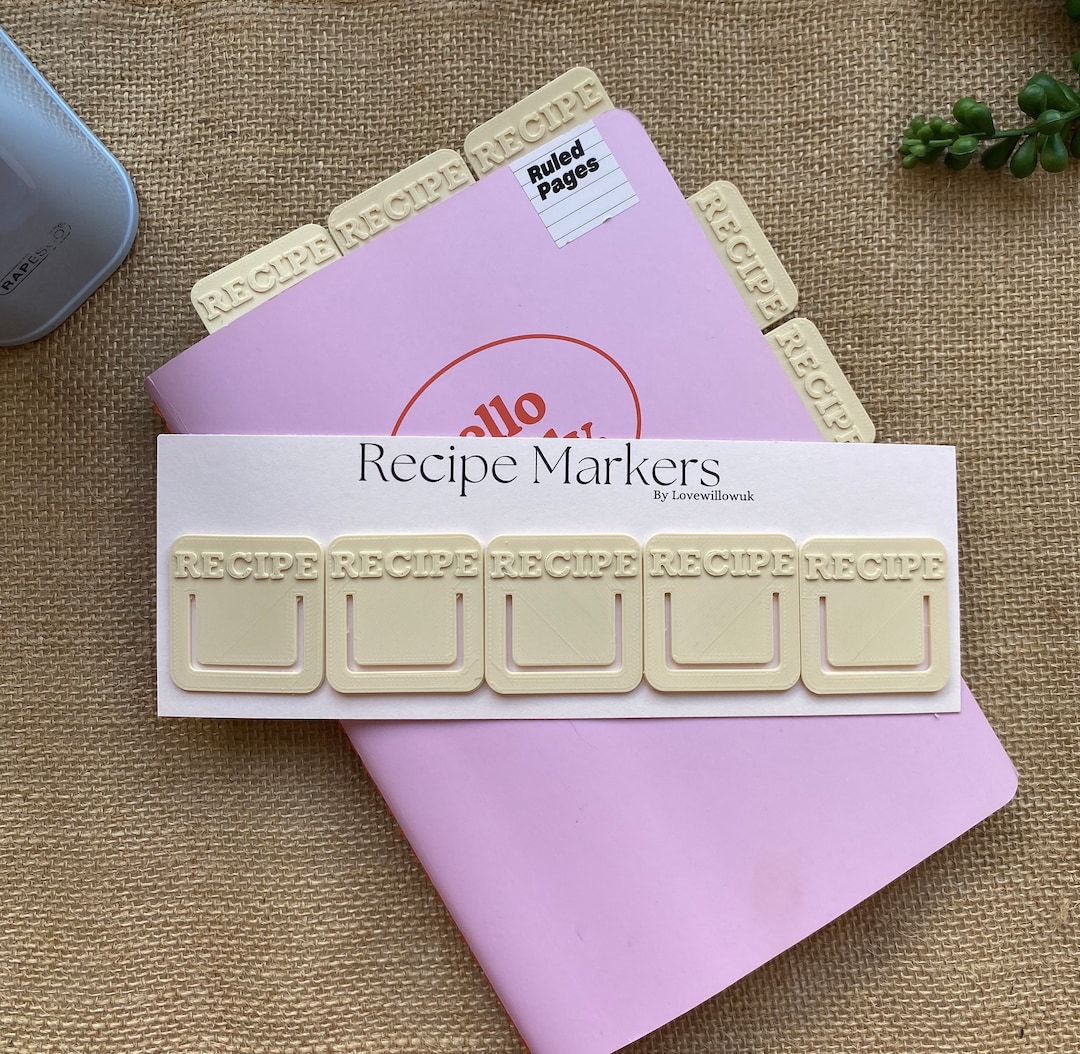 Recipe Markers, Meal Markers, Recipe Book Markers, Recipe Paperclips ...