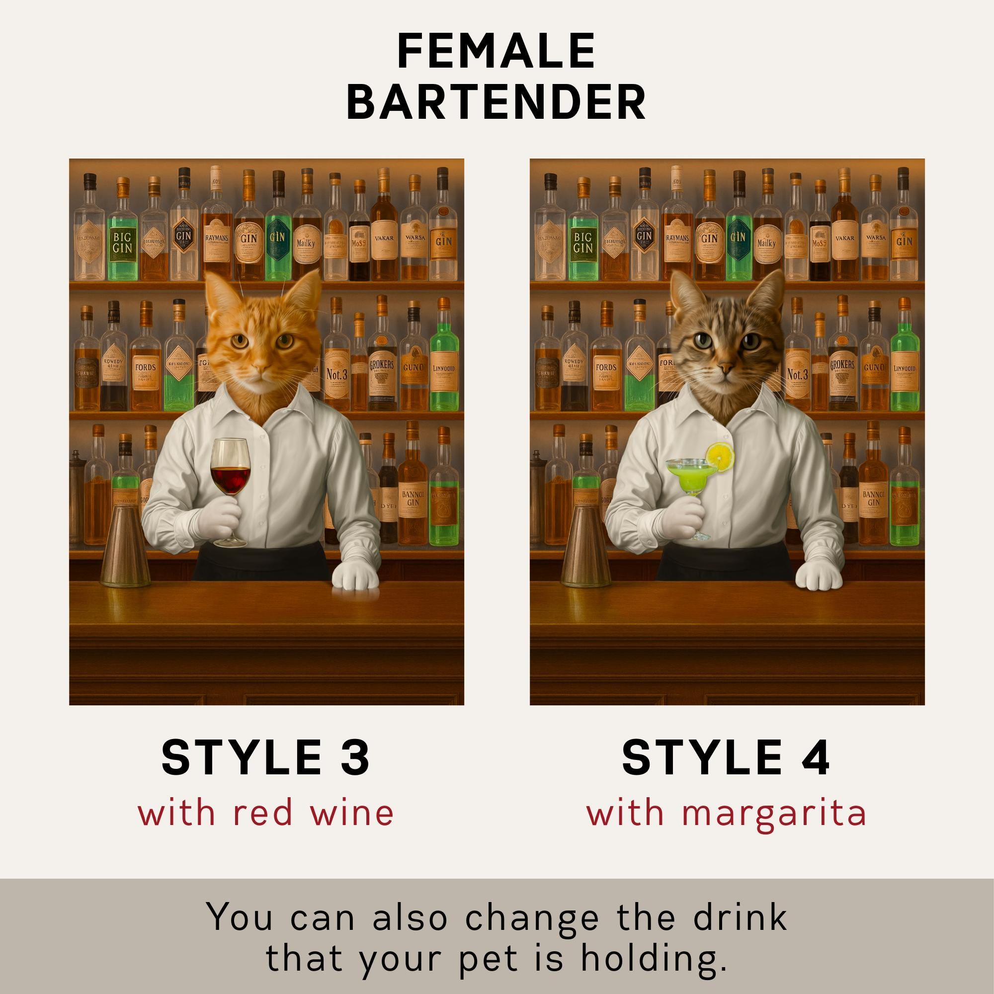Bartender Pet Portrait, Custom Dog Portrait, Dog Drinking Beer Wine ...