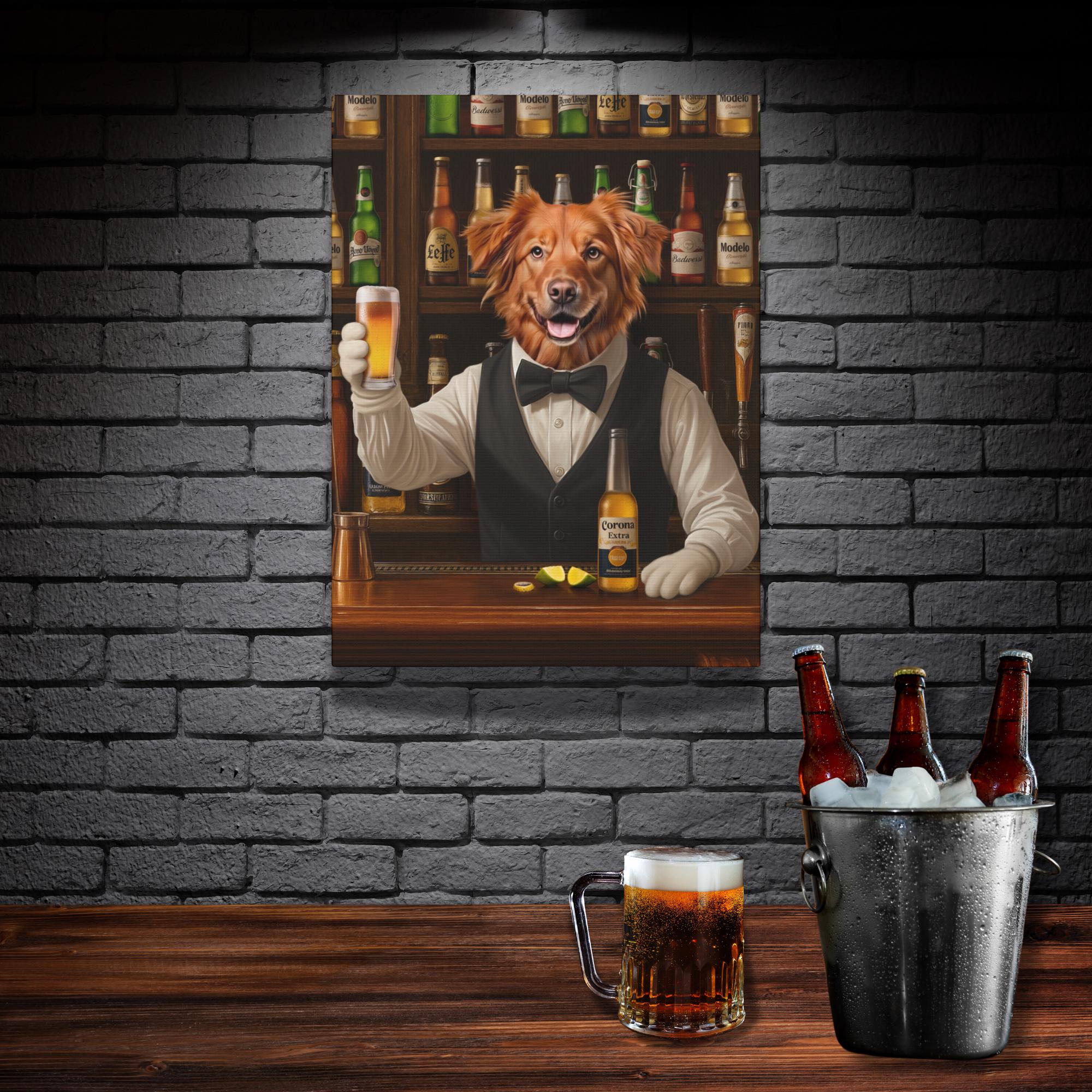 Bartender Pet Portrait, Custom Dog Portrait, Dog Drinking Beer Wine ...