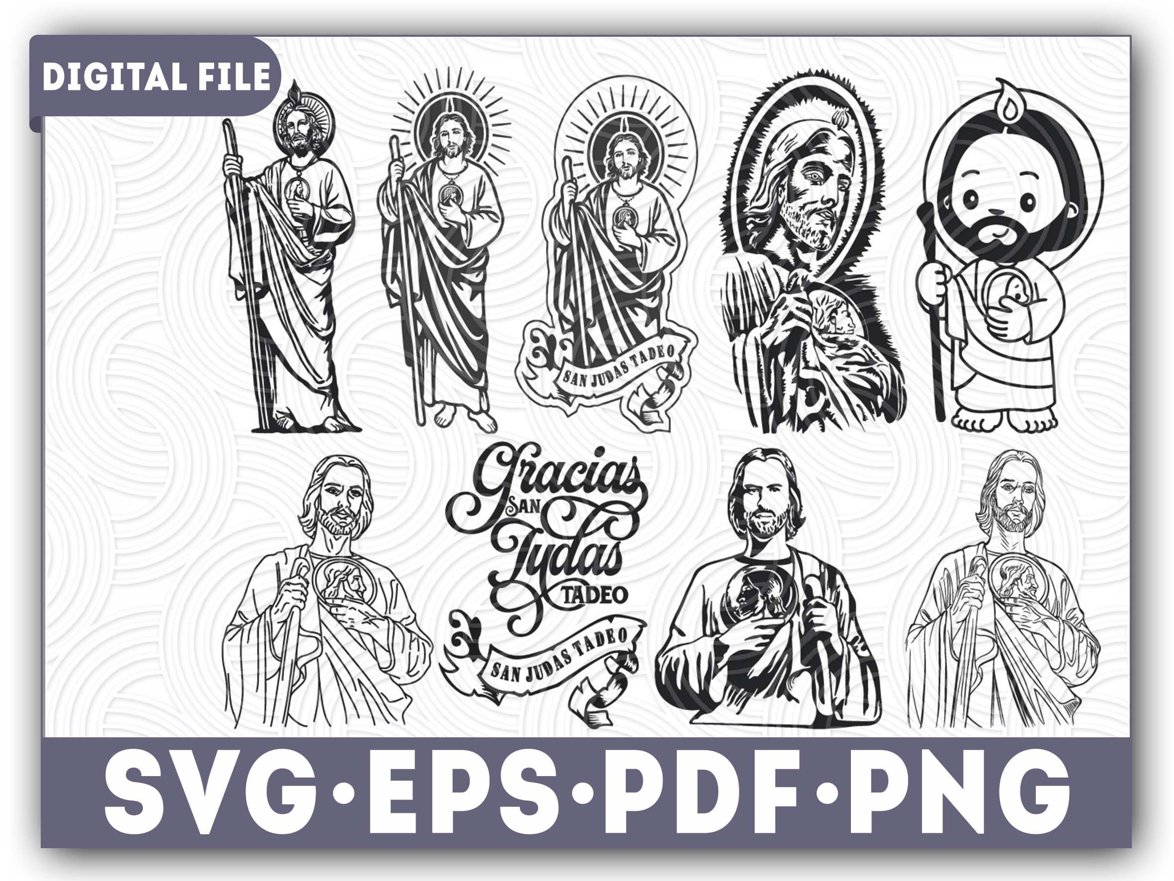 10 San Judas, Saint Judas Tadeo Silhouette Bundle Svg, Prayer Svg ...
