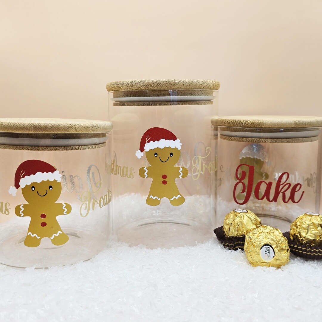 Personalised Christmas Gingerbread Man Glass Jar / Glass Sweet Jar ...
