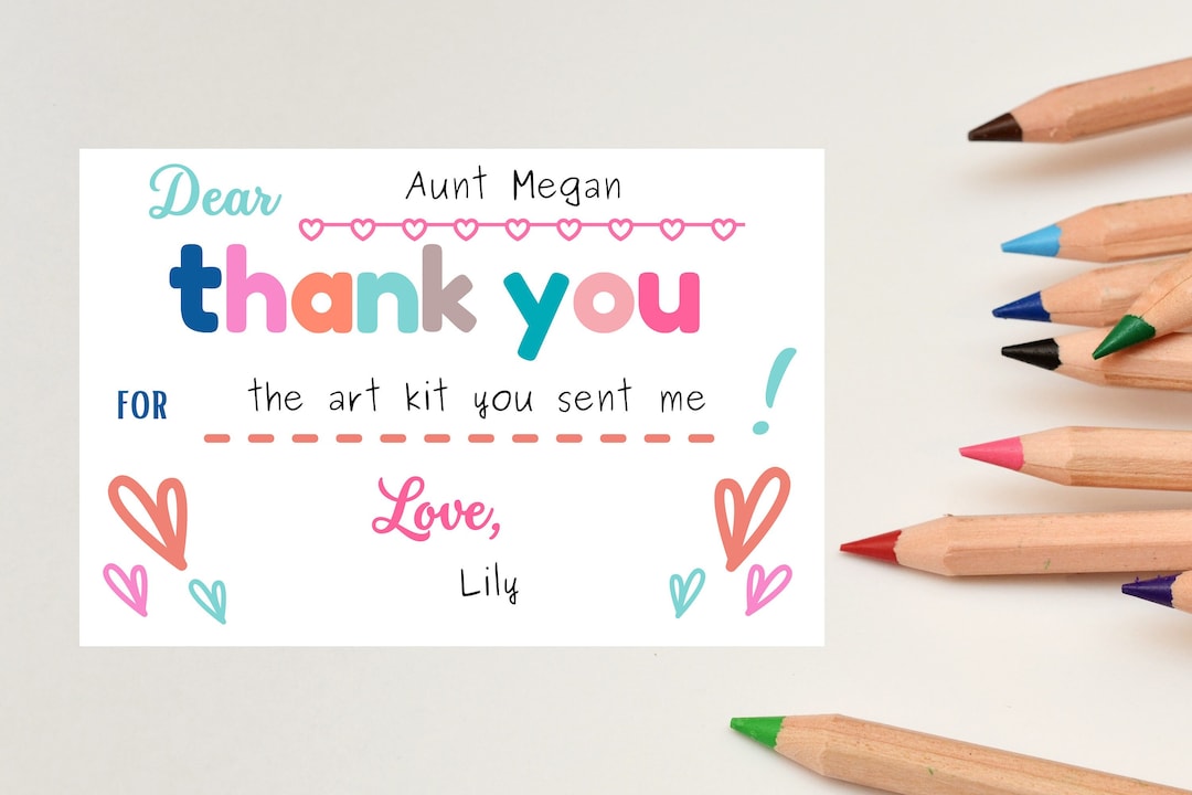 Girls Birthday Thank You Card Fill in the Blank Thank You Card Rainbow ...